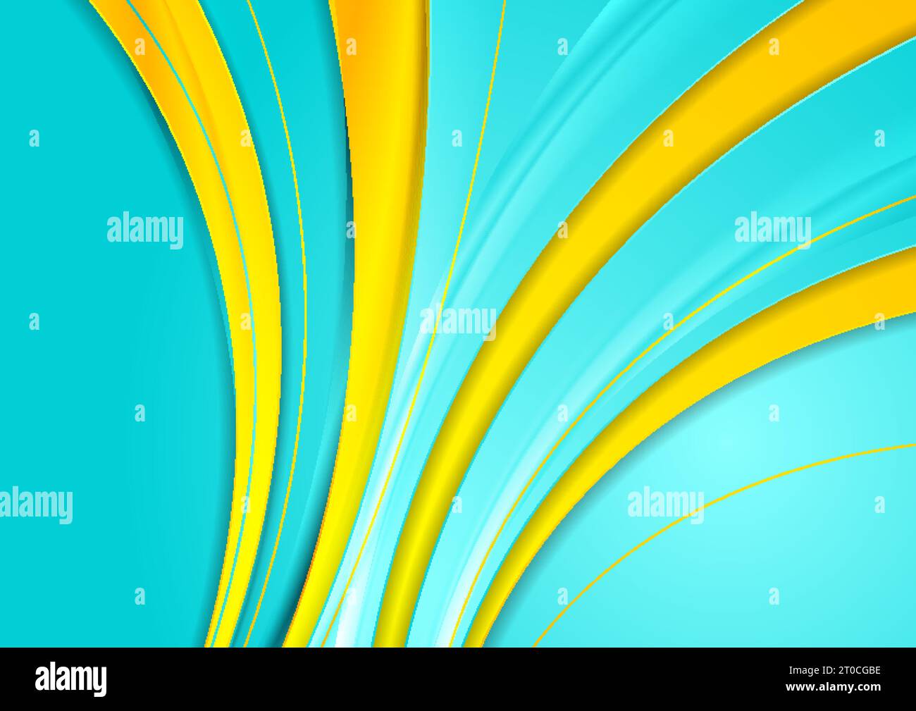 Turquoise and yellow smooth waves abstract corporate background. Vector ...