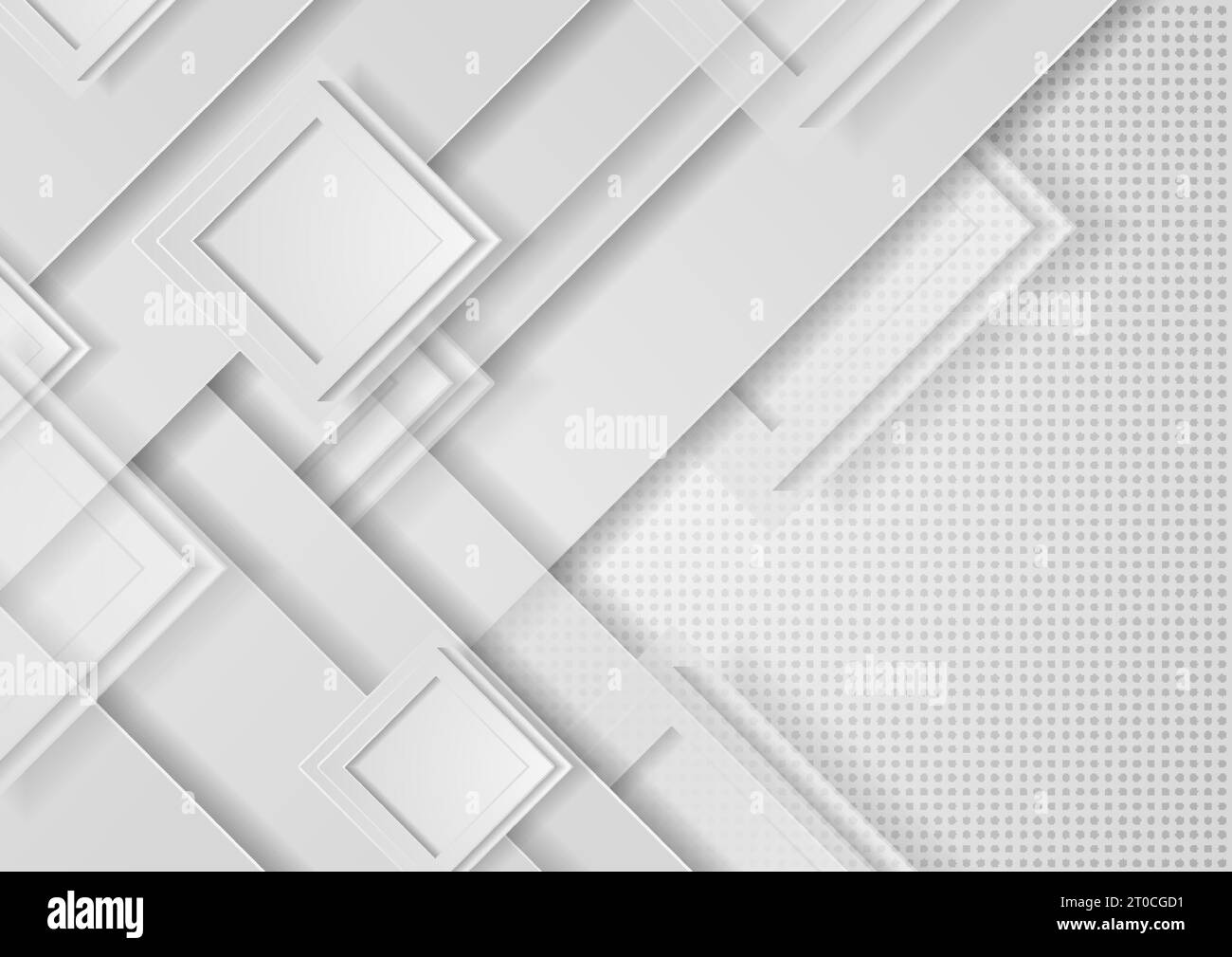 Grey paper hi-tech geometric abstract background with squares. Vector ...