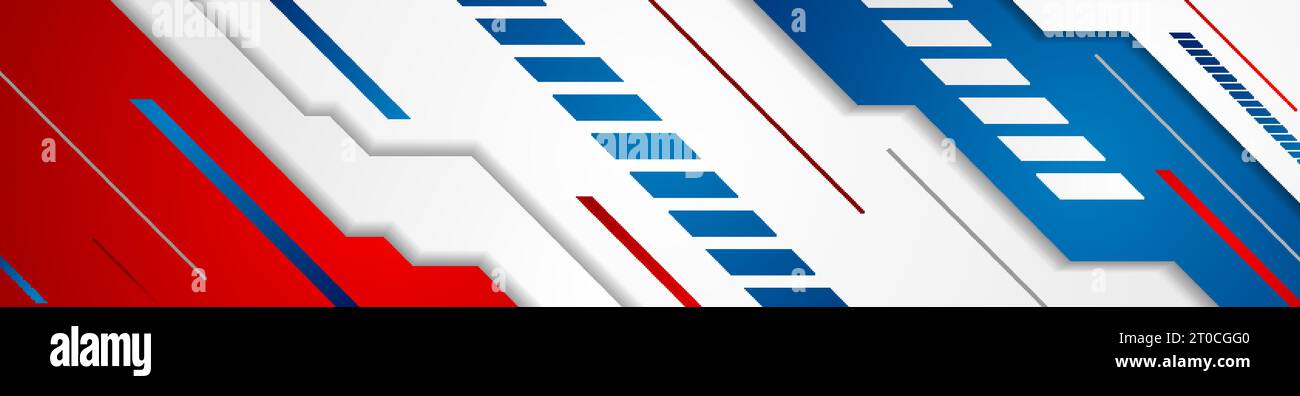 Red and blue abstract tech geometric banner design. Futuristic vector ...
