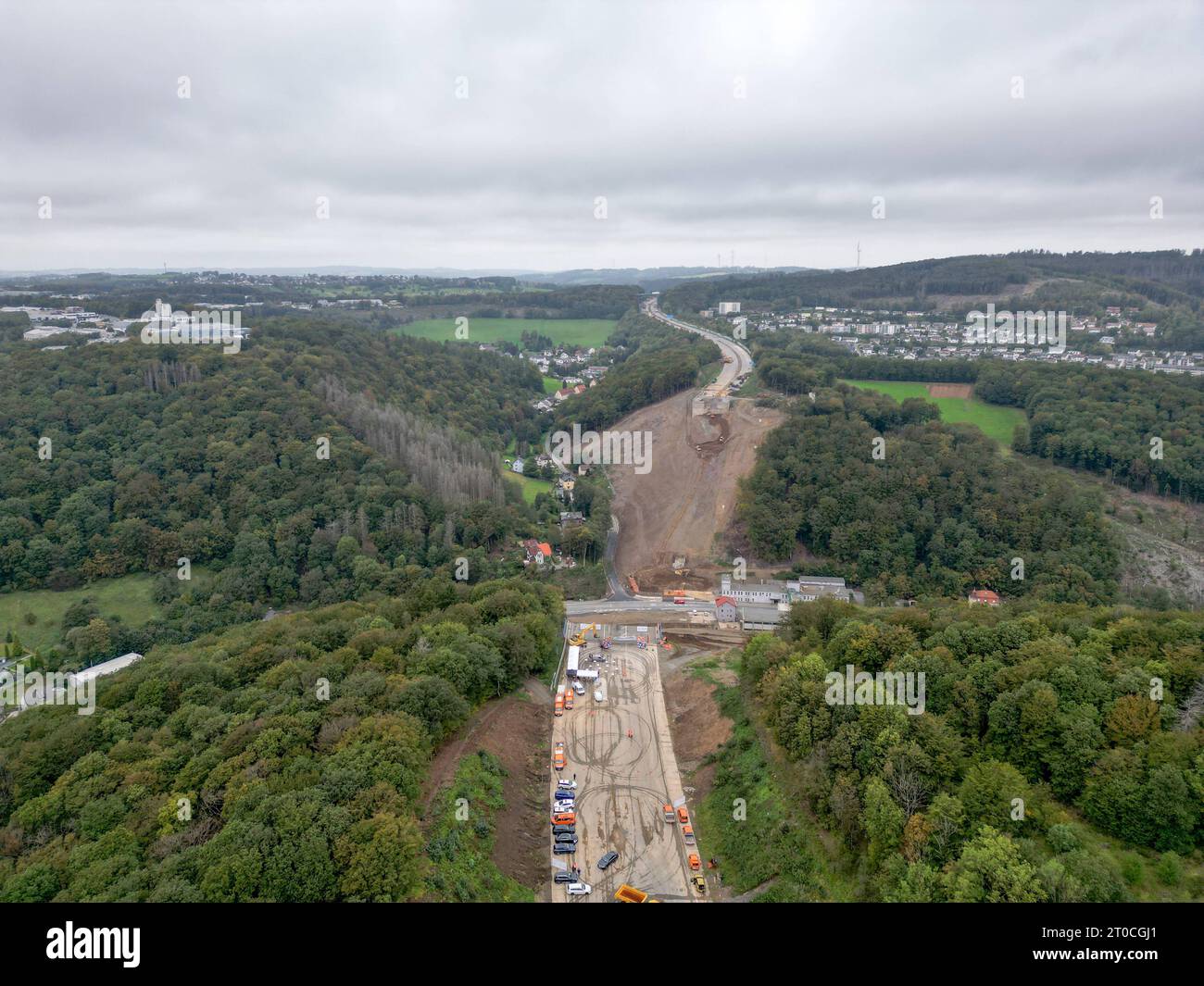 Luftaufnahme, Pressetermin zum offiziellen Baubeginn der Talbruecke ...
