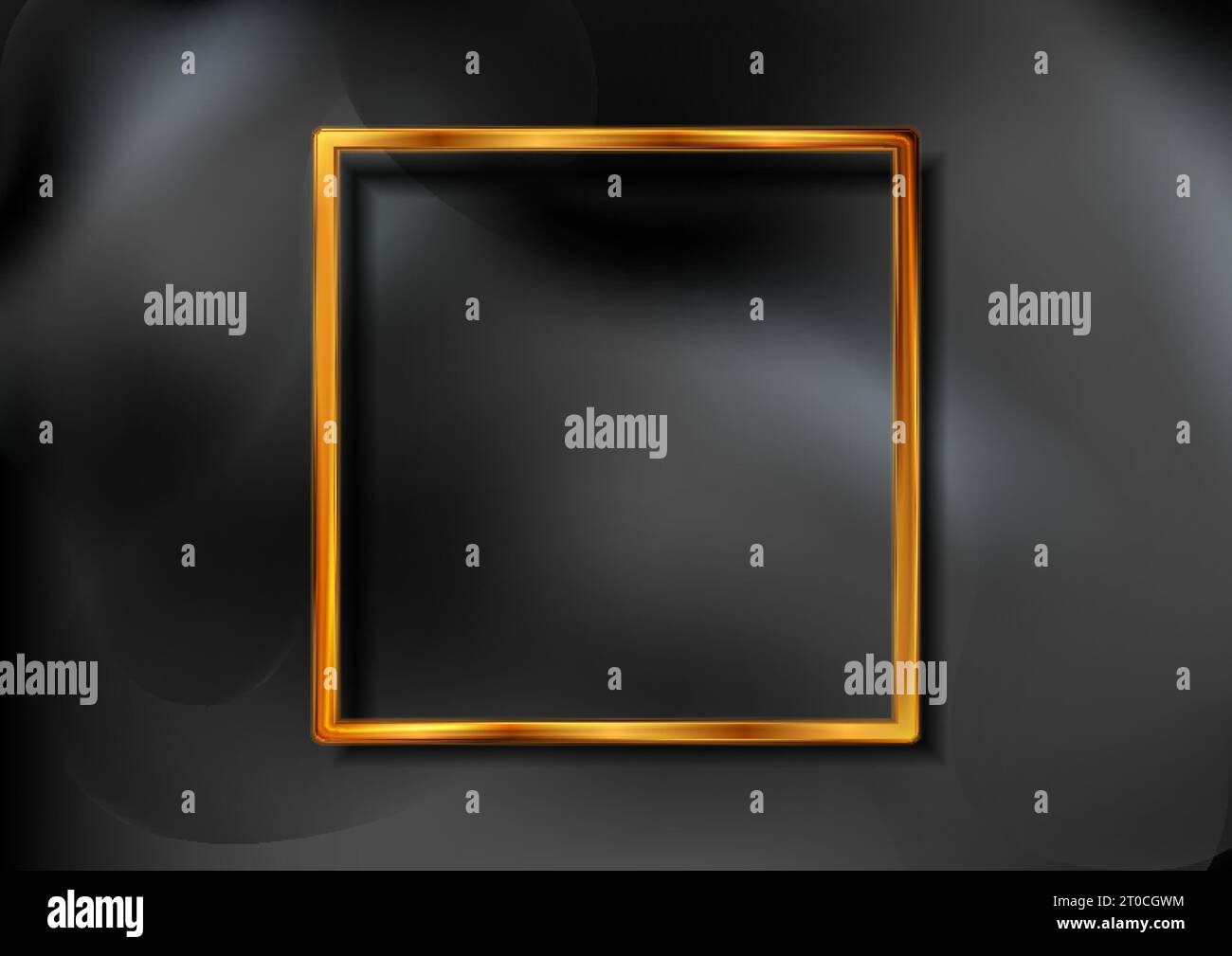Bronze square frame on black liquid wavy background. Vector ...