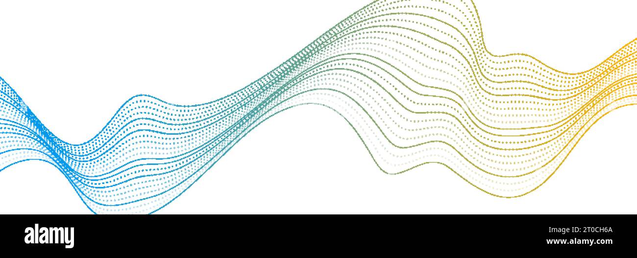 Sci-fi abstract background with dotted curved wavy lines. Technology ...