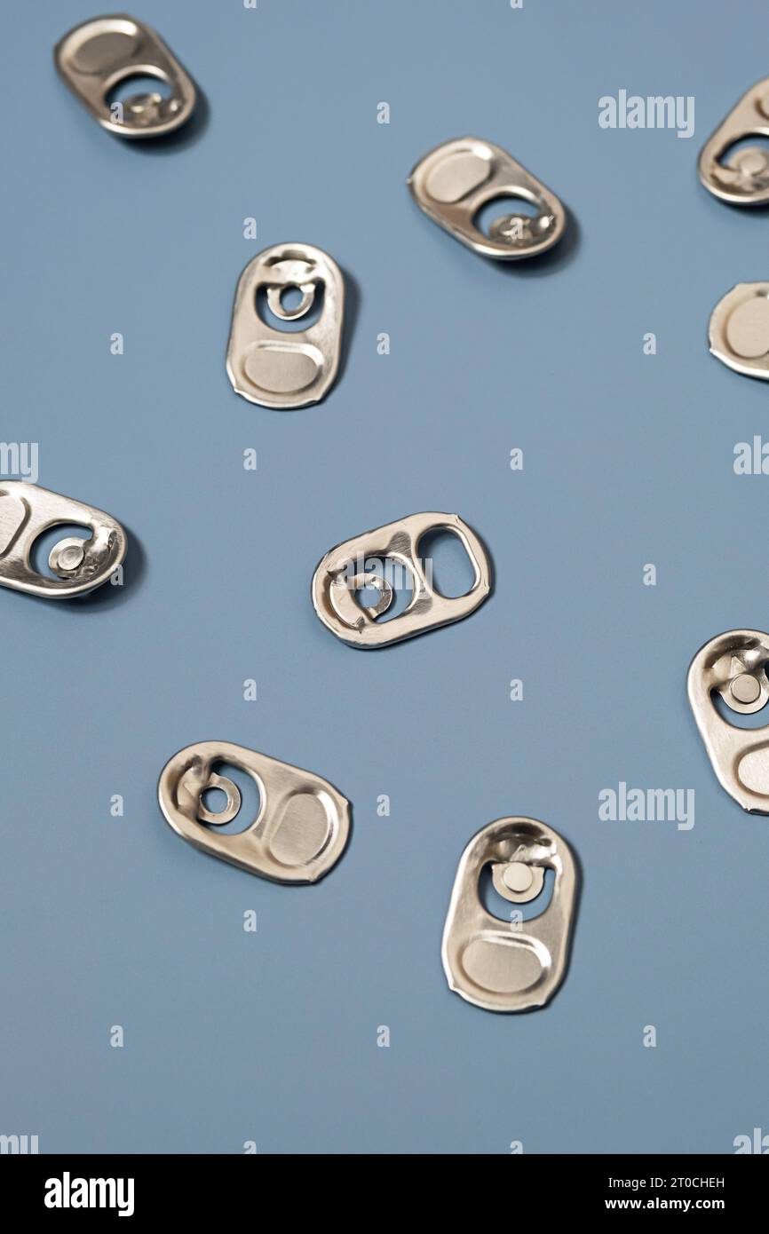 Ring pull tabs for open of drinking can Stock Photo - Alamy