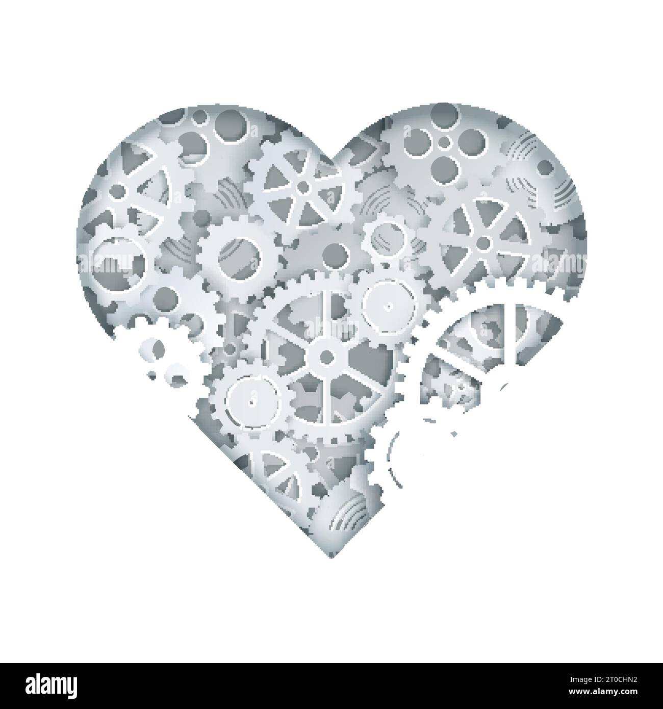Mechanical heart with cogwheel gear clock mechanism, vector ...