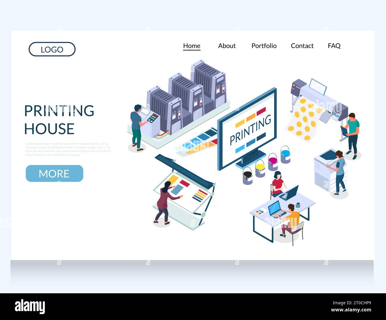 Printing house vector website landing page design template Stock Vector ...