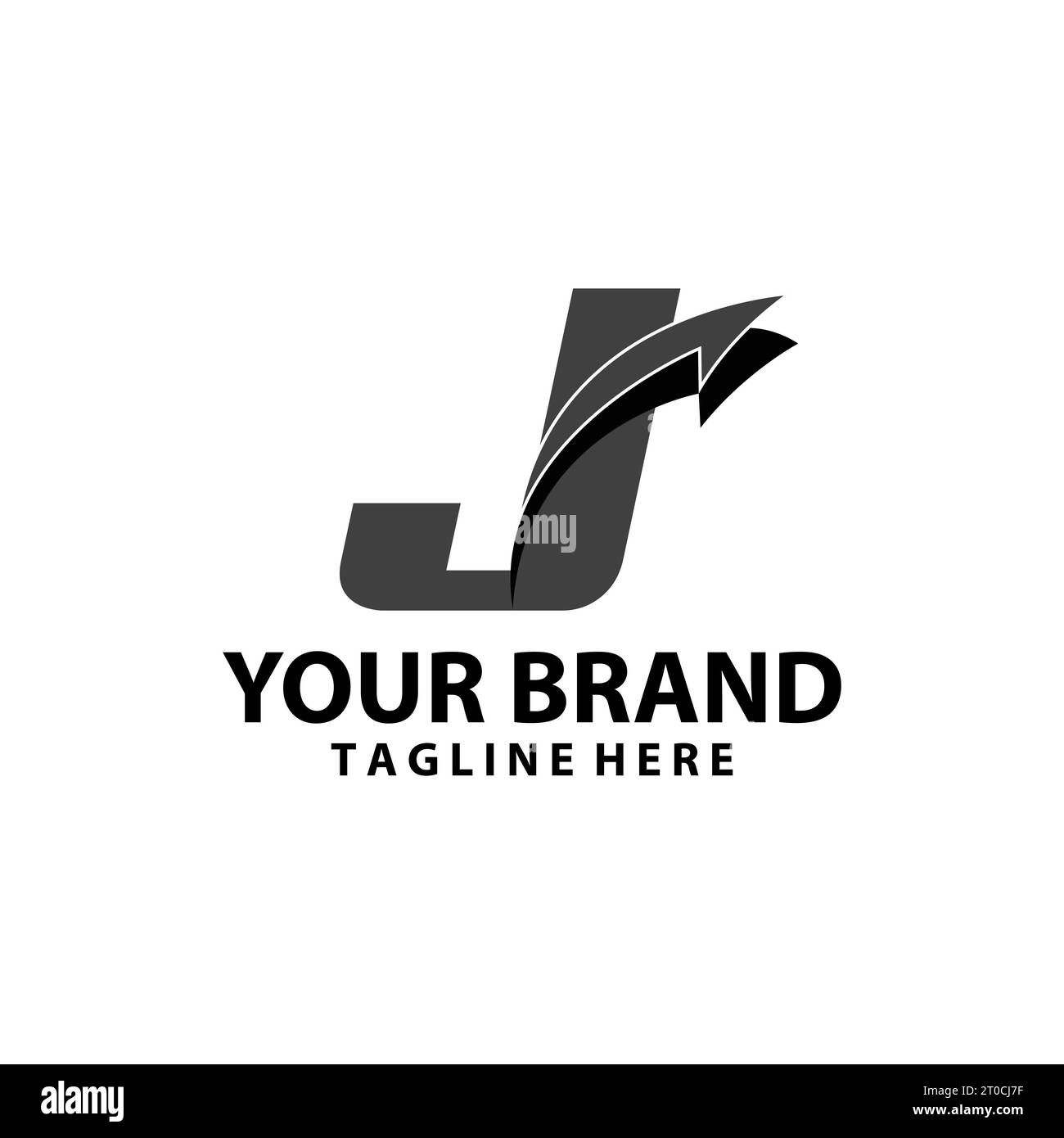 letter J font monogram arrow shadow logo design vector Stock Vector ...