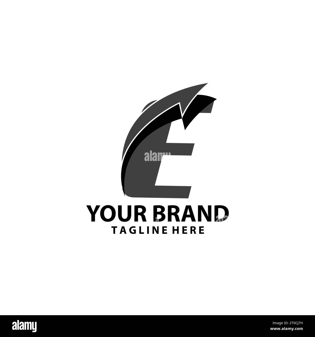letter E font monogram arrow shadow logo design vector Stock Vector ...