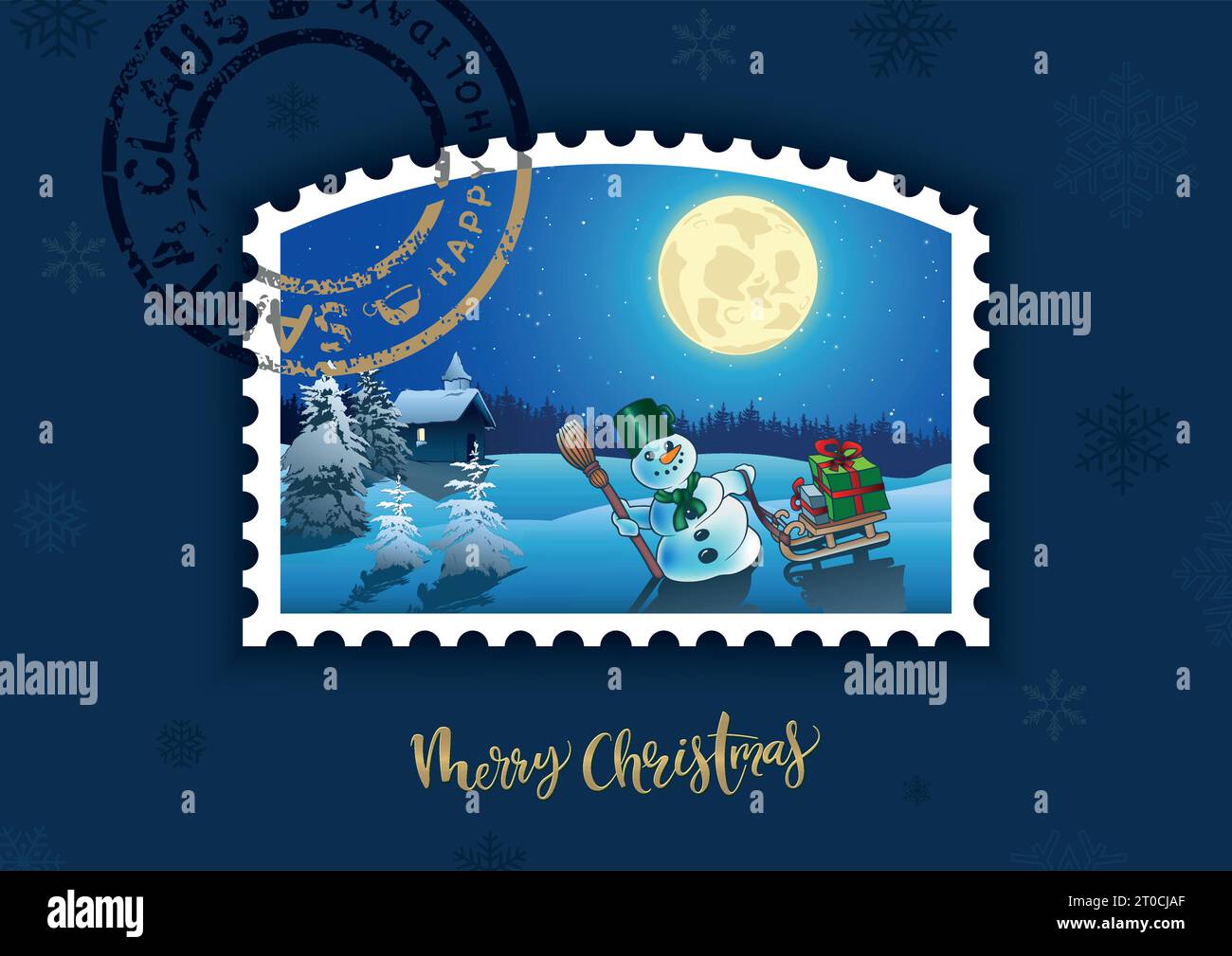 Greeting Card with Christmas Postage Stamp Stock Vector Image & Art - Alamy