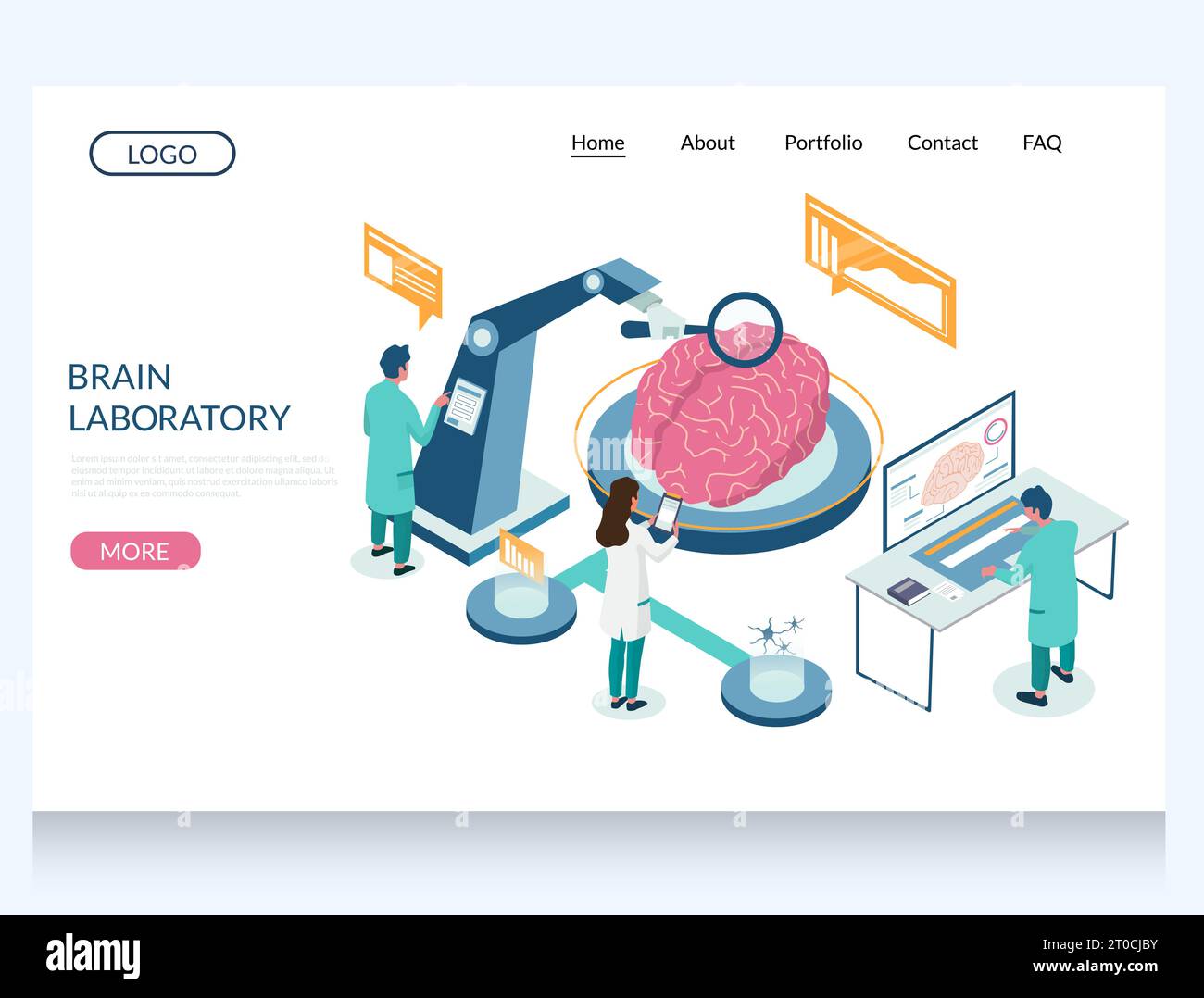 Brain laboratory vector website template, web page and landing page ...