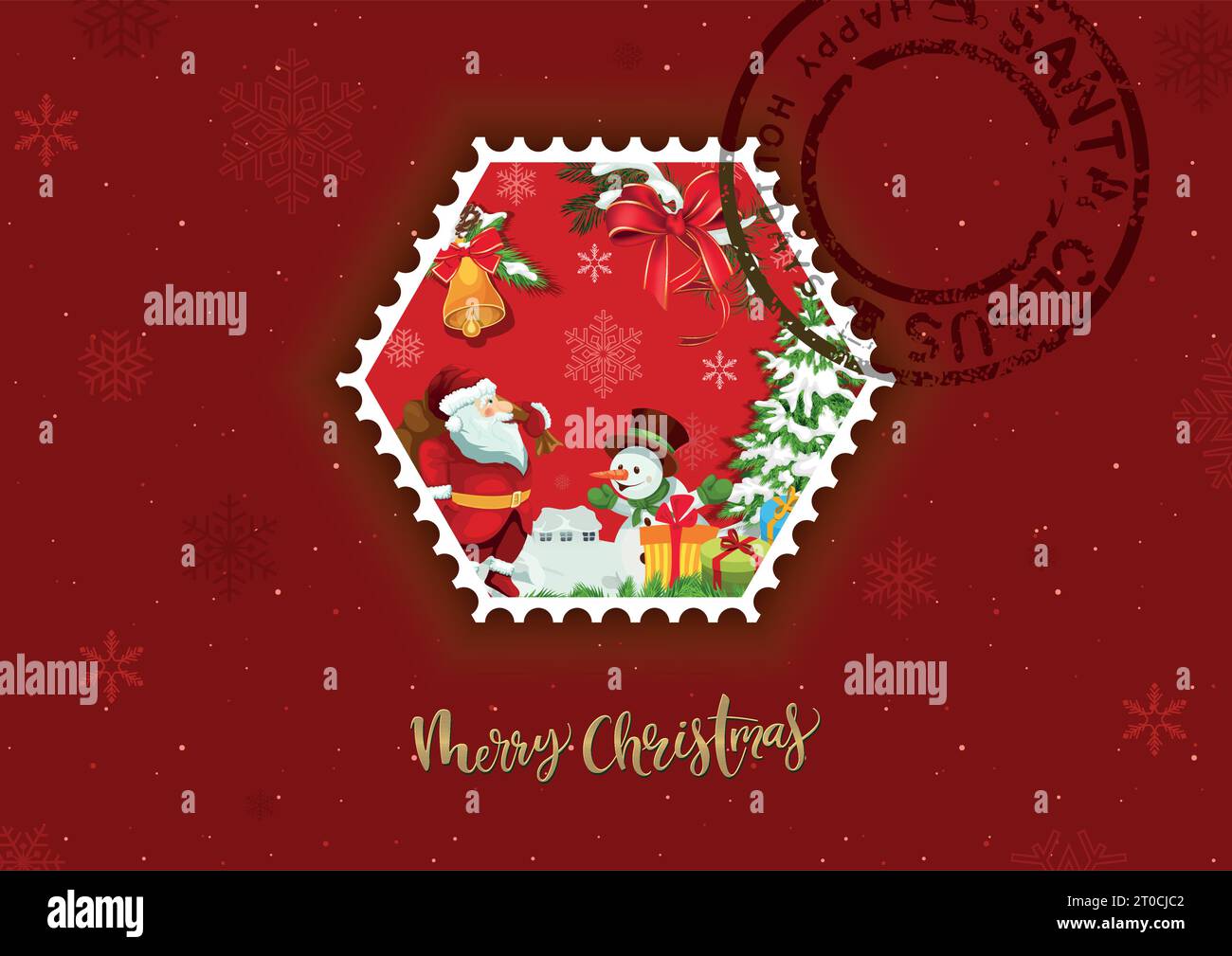 Greeting Card with Christmas Postage Stamp Stock Vector Image & Art - Alamy