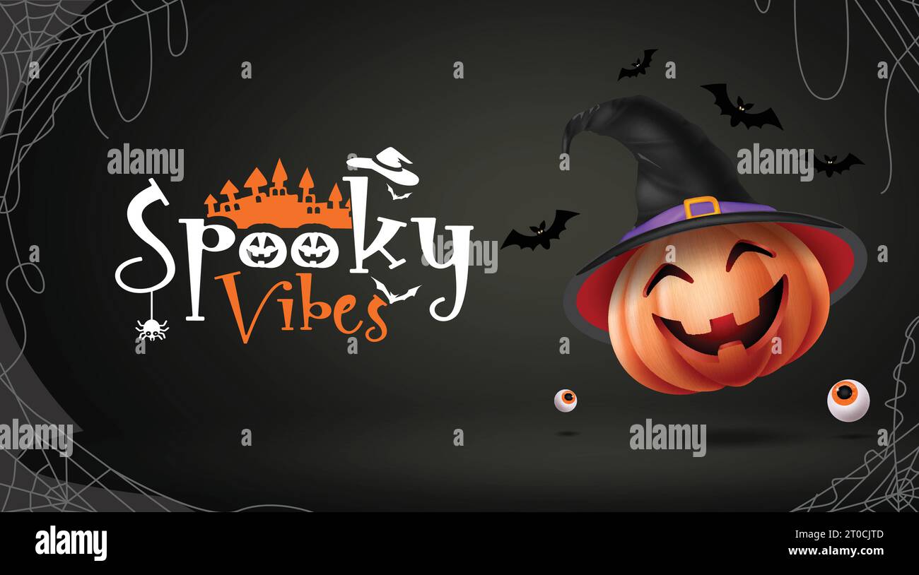 Halloween spooky vibes text vector design. Halloween greeting card with ...