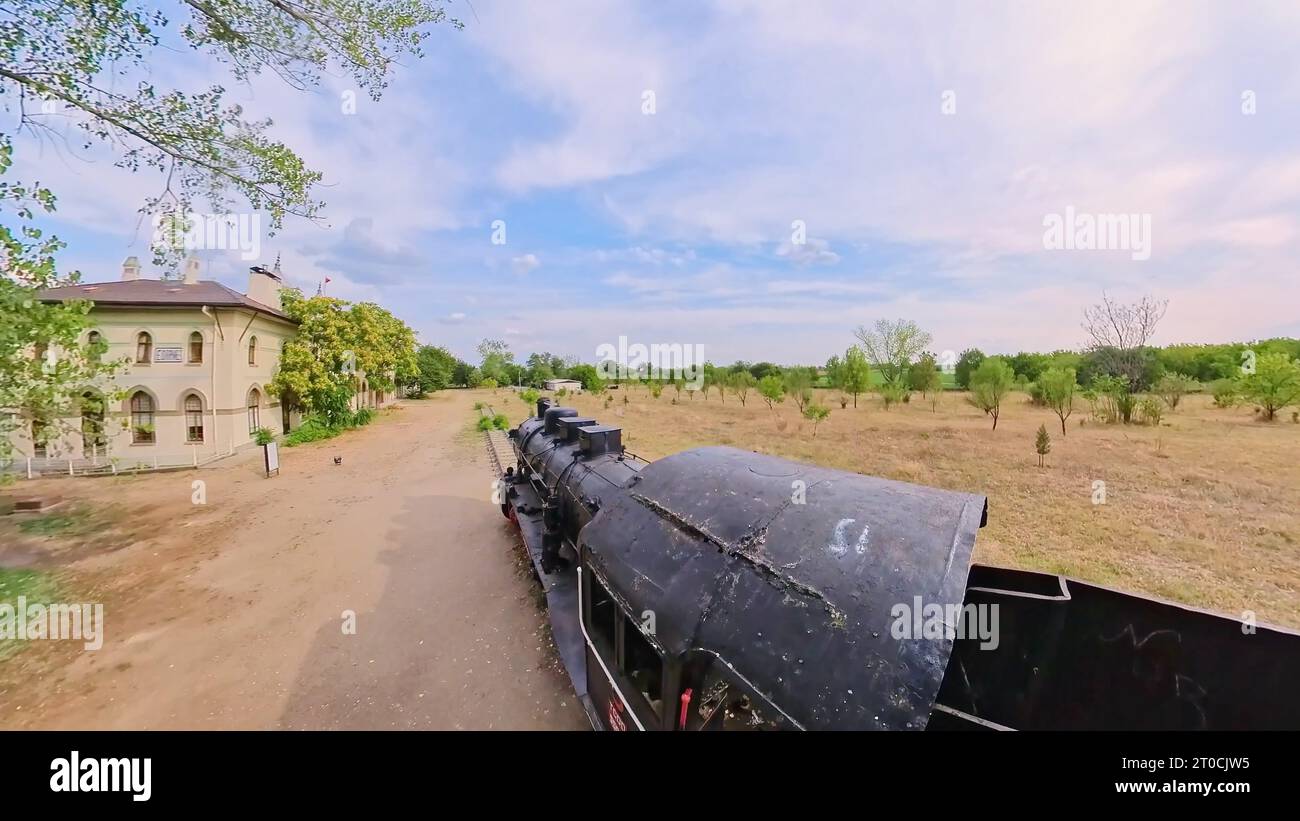 Orient Express, a legendary luxury train in Karaagac Railway Station in ...