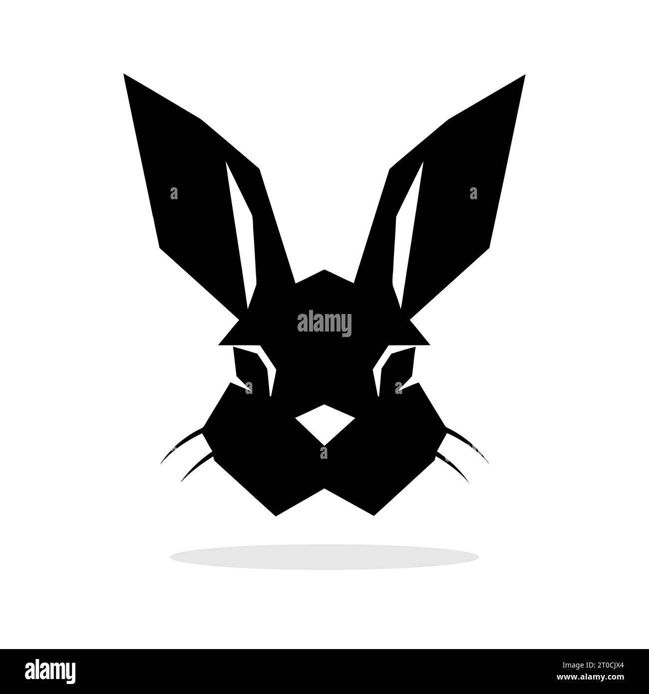 Rabbit black silhouette. Easter bunny icon isolated on white background ...