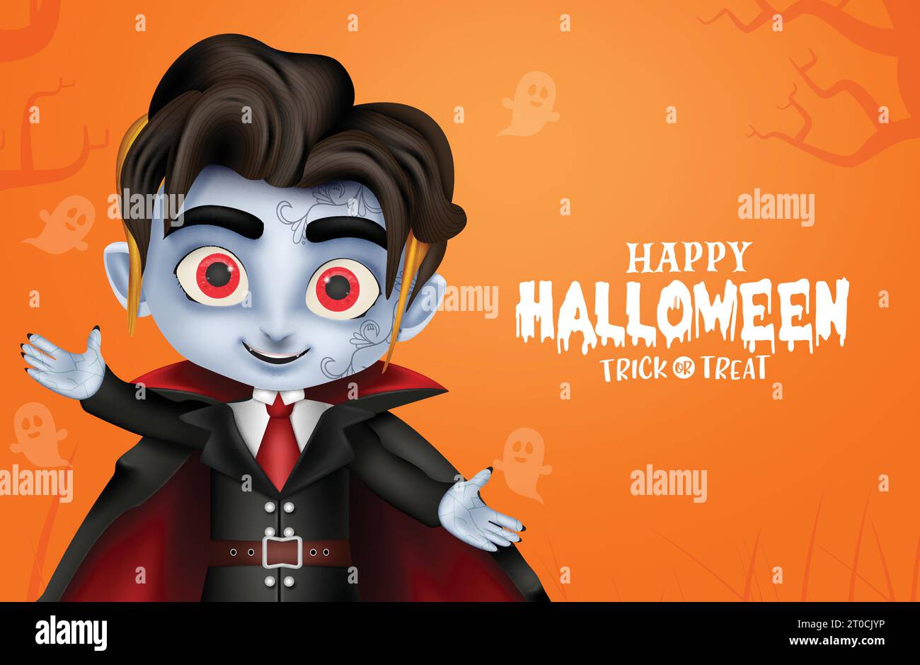 Halloween vampire character vector design. Happy halloween greeting ...