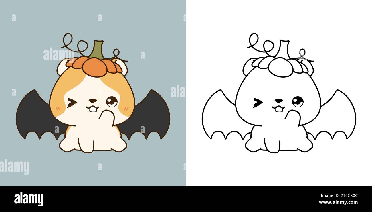 Cartoon Halloween Hamster Clipart for Coloring Page and Illustration ...