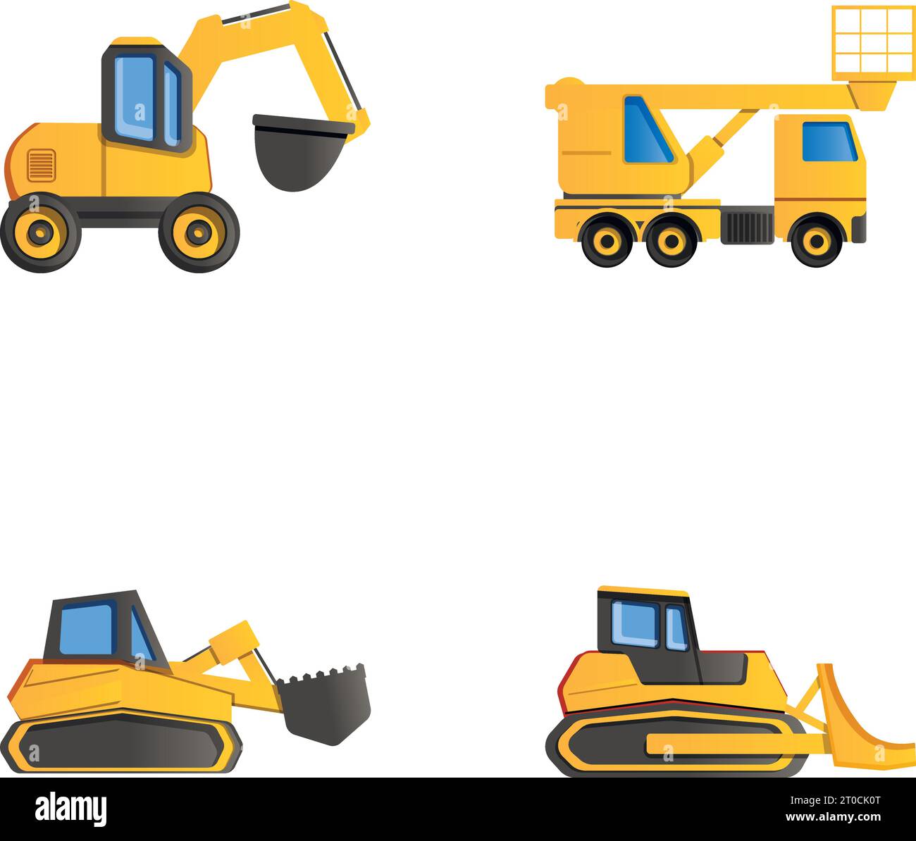 Construction machine icons set cartoon vector. Construction work. Heavy ...