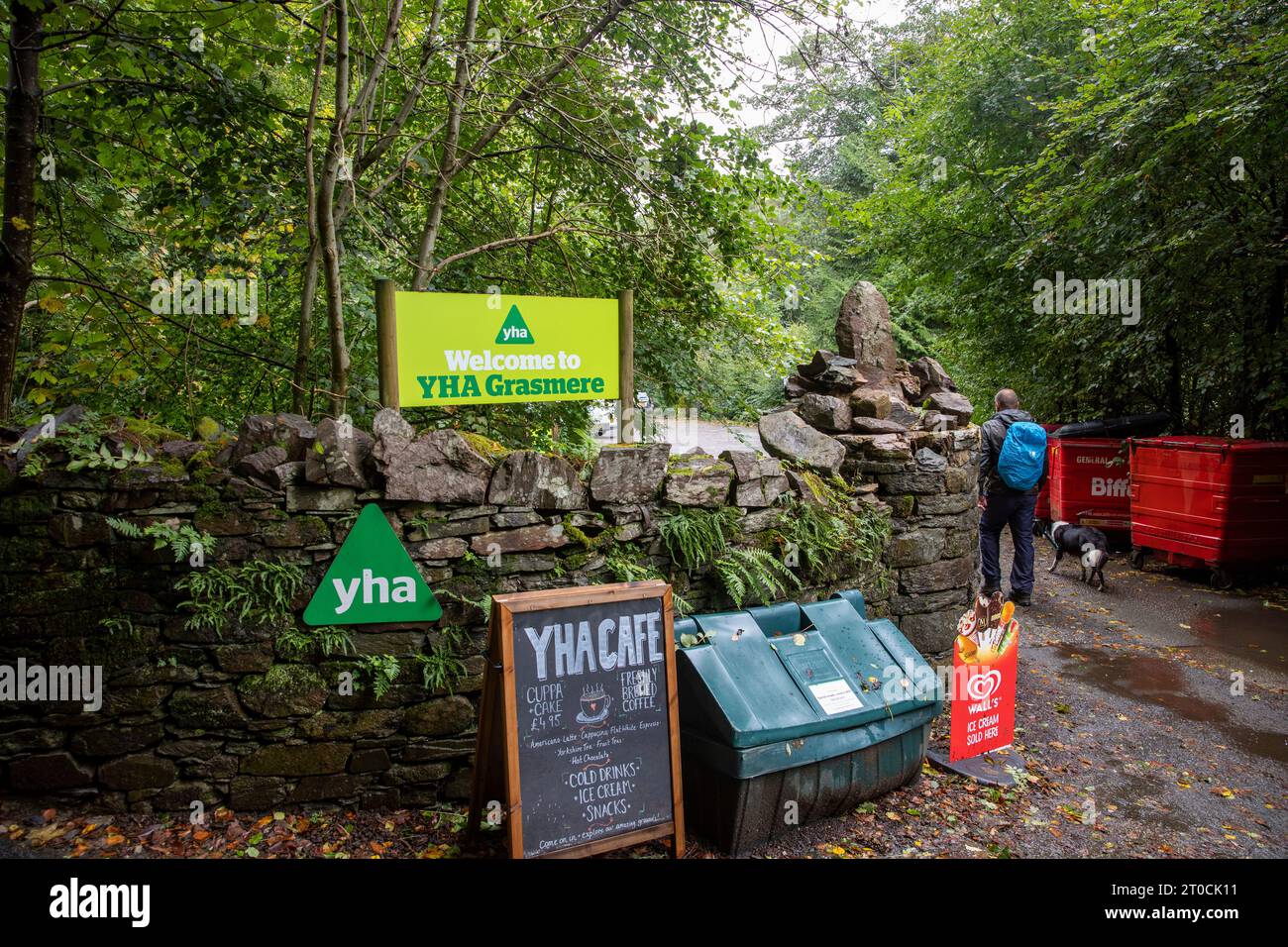 Youth hostel in Grasmere Lake District national park, entrance sign to ...
