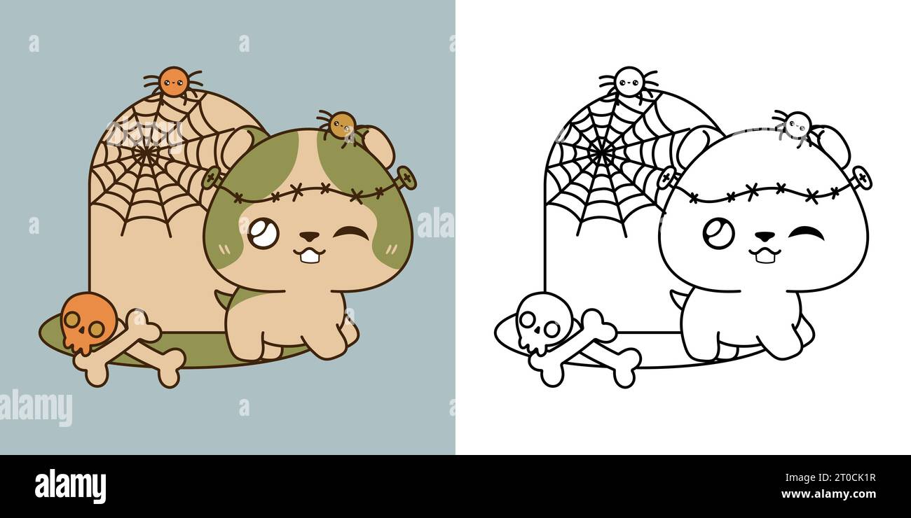 Clipart Halloween Hamster Multicolored and Black and White. Cute Clip ...