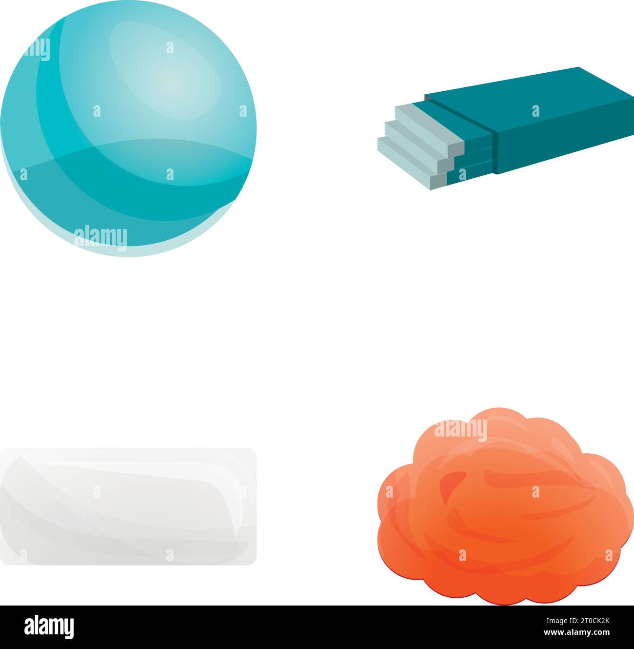 Bubble gum icons set cartoon vector. Colorful fruit gum. Sweet food ...