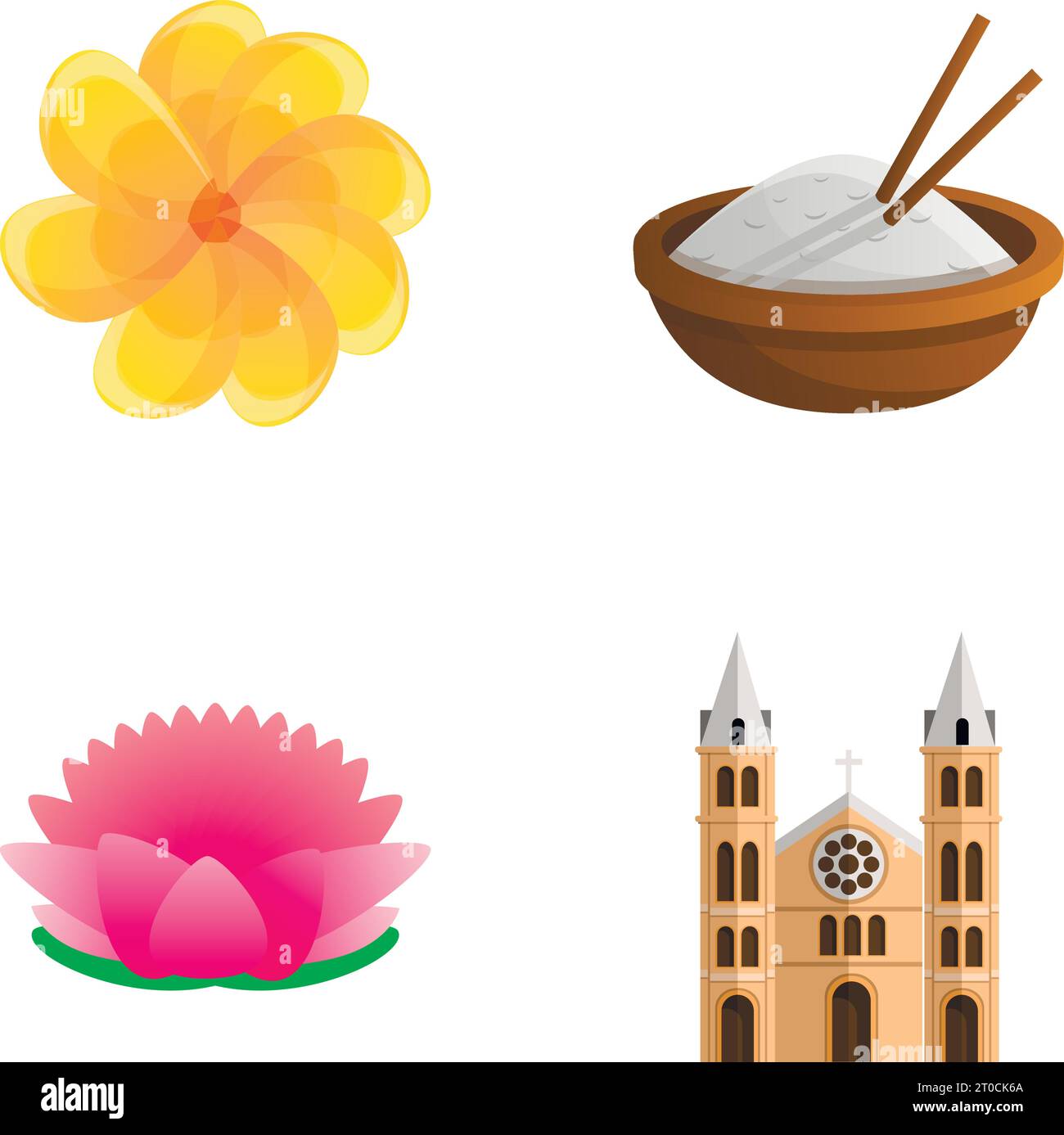 Vietnam icons set cartoon vector. Asian country. Culture and tradition ...