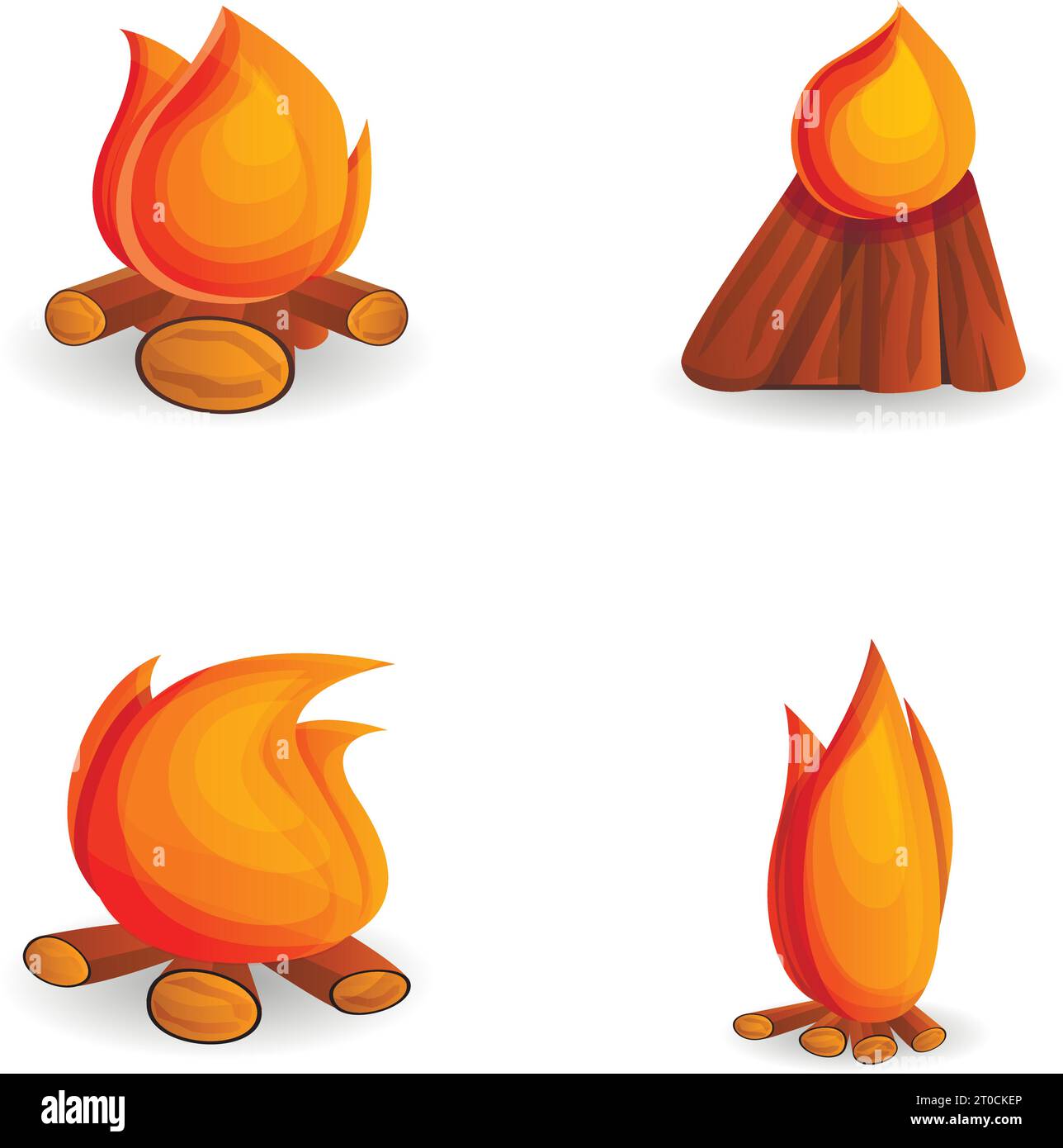 Bonfire icons set cartoon vector. Burning fire. Campfire Stock Vector ...