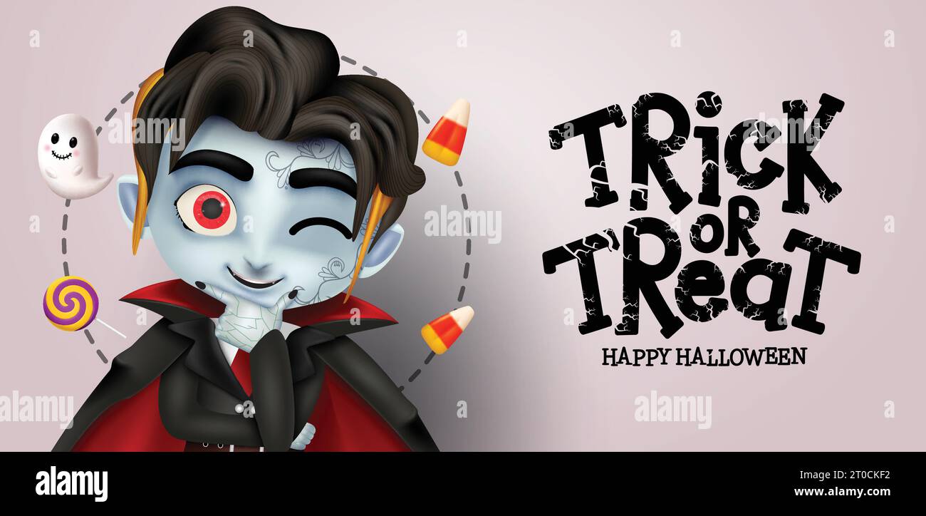 Trick or treat vampire character vector design. Happy halloween ...