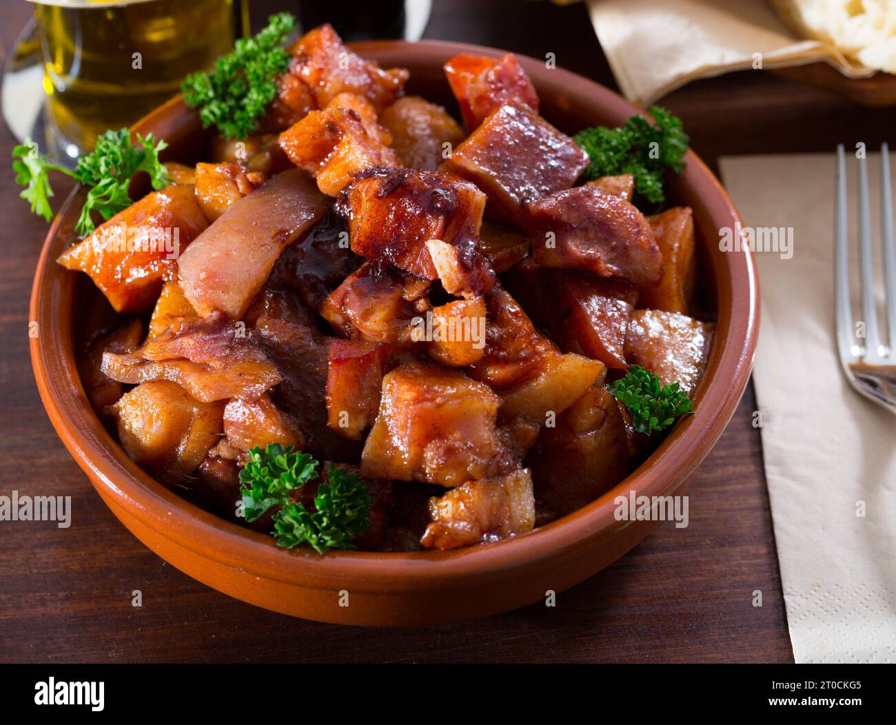 Stewed chopped pork snouts (Morro de cerdo Stock Photo - Alamy