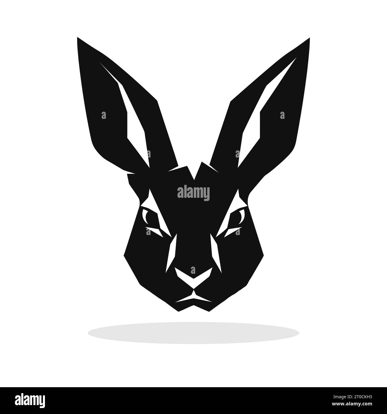 Rabbit black silhouette. Easter bunny icon isolated on white background ...