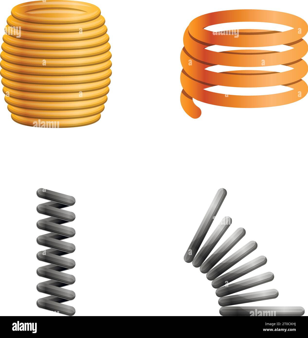 Metal spring icons set cartoon vector. Repair work. Detail, spare part ...