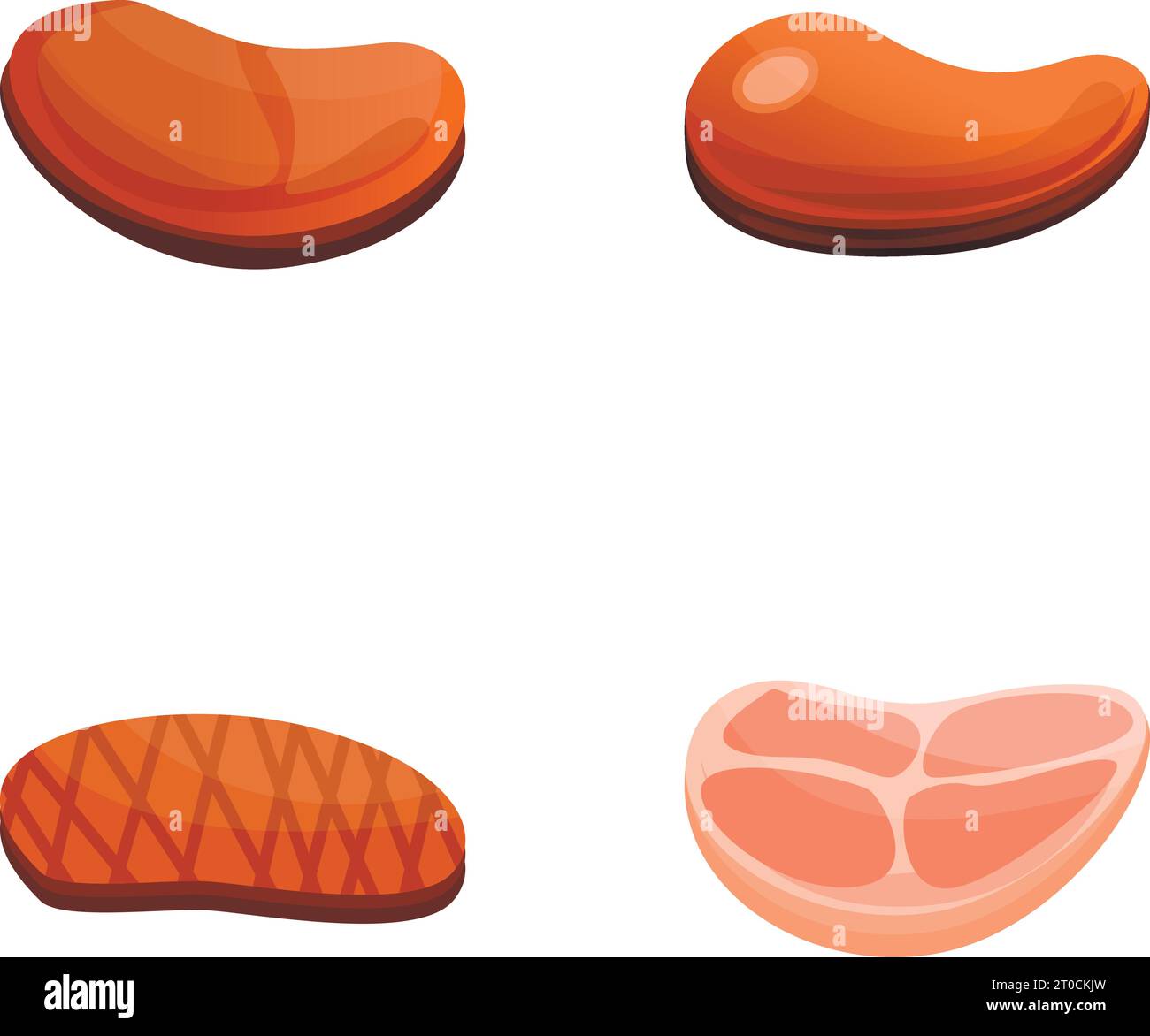 Food icons set cartoon vector piece of meat hi-res stock photography ...