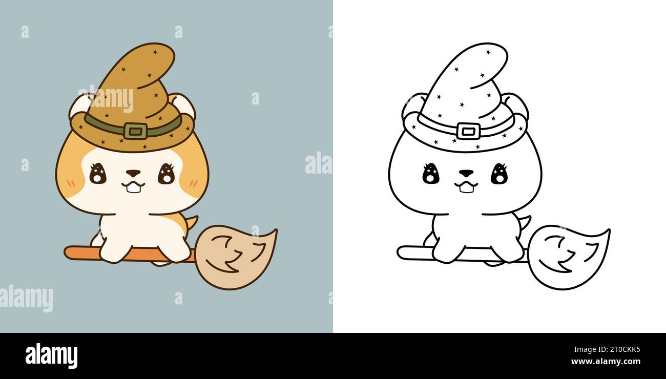 Halloween Kawaii Hamster for Coloring Page and Illustration. Adorable ...