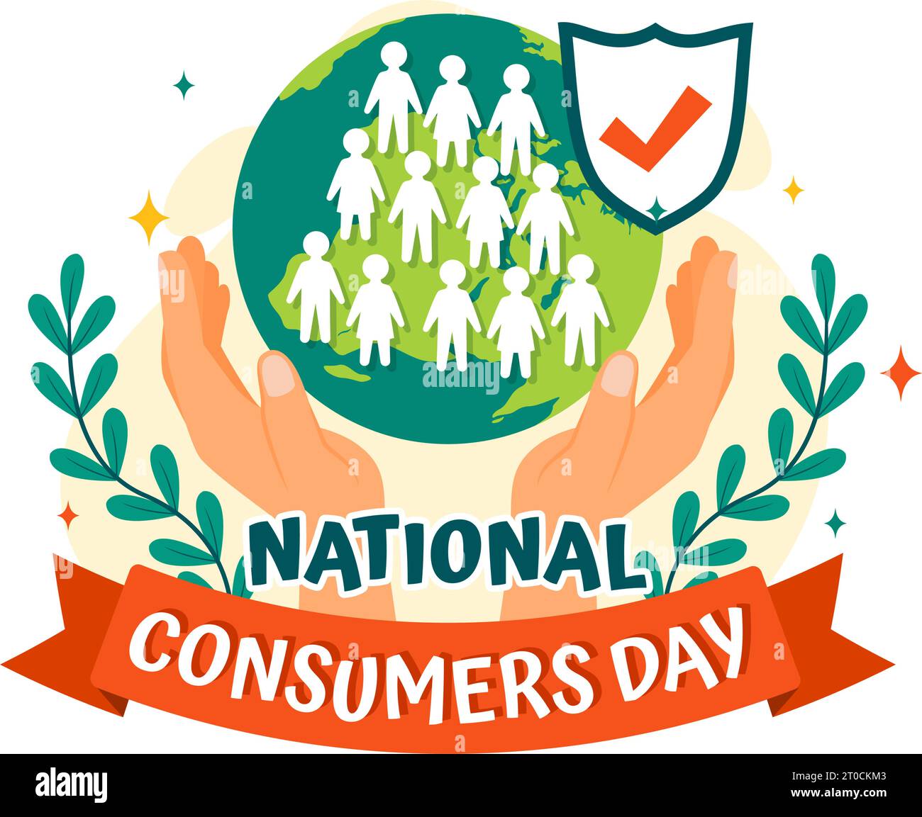 National Consumer Day Vector Illustration with Shopping Cart and Paper ...