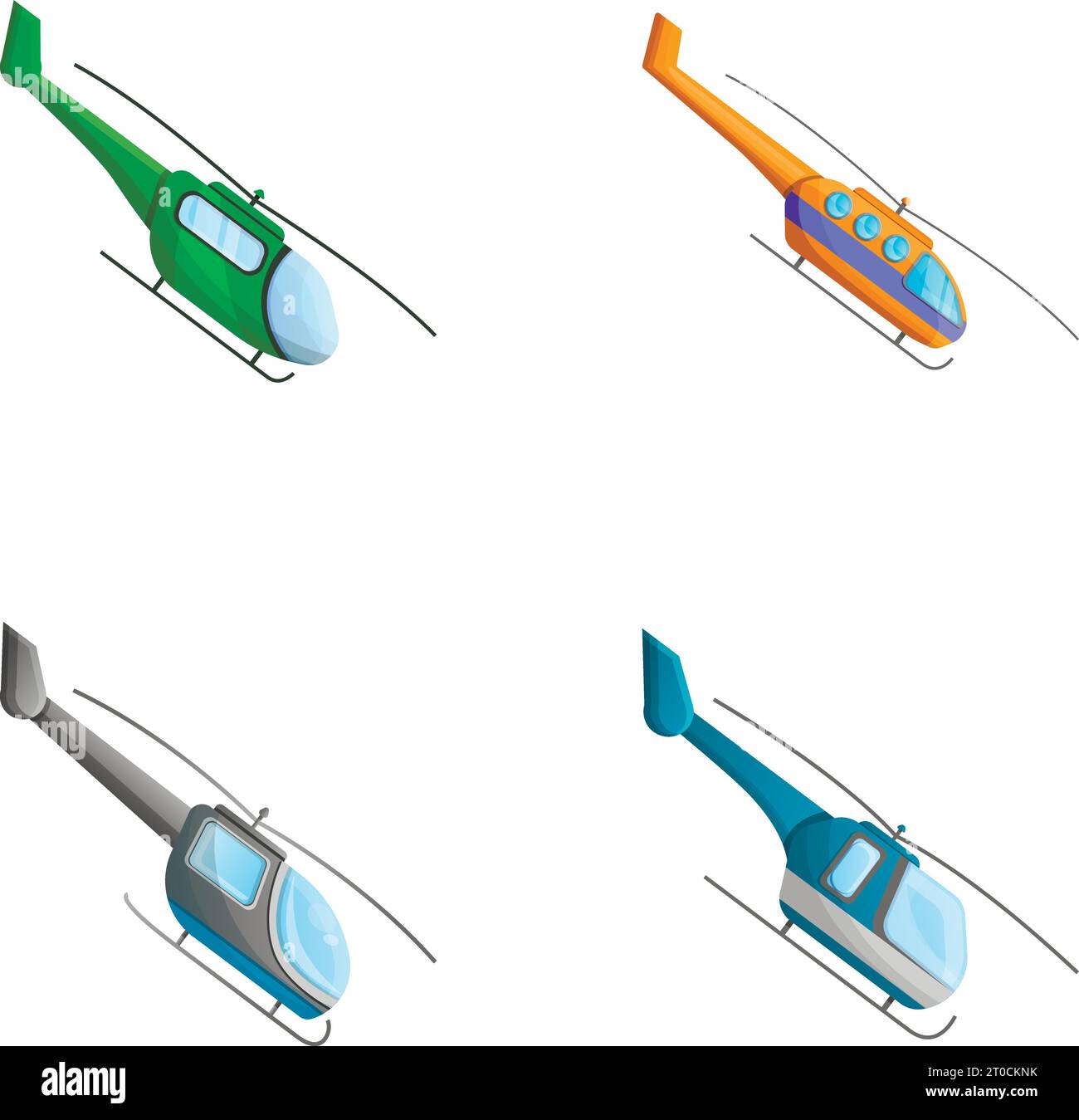 Helicopter icons set cartoon vector. Civil and military helicopter ...