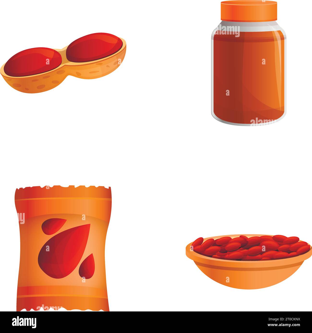 Nut butter icons set cartoon vector. Peanut paste. Protein food Stock ...