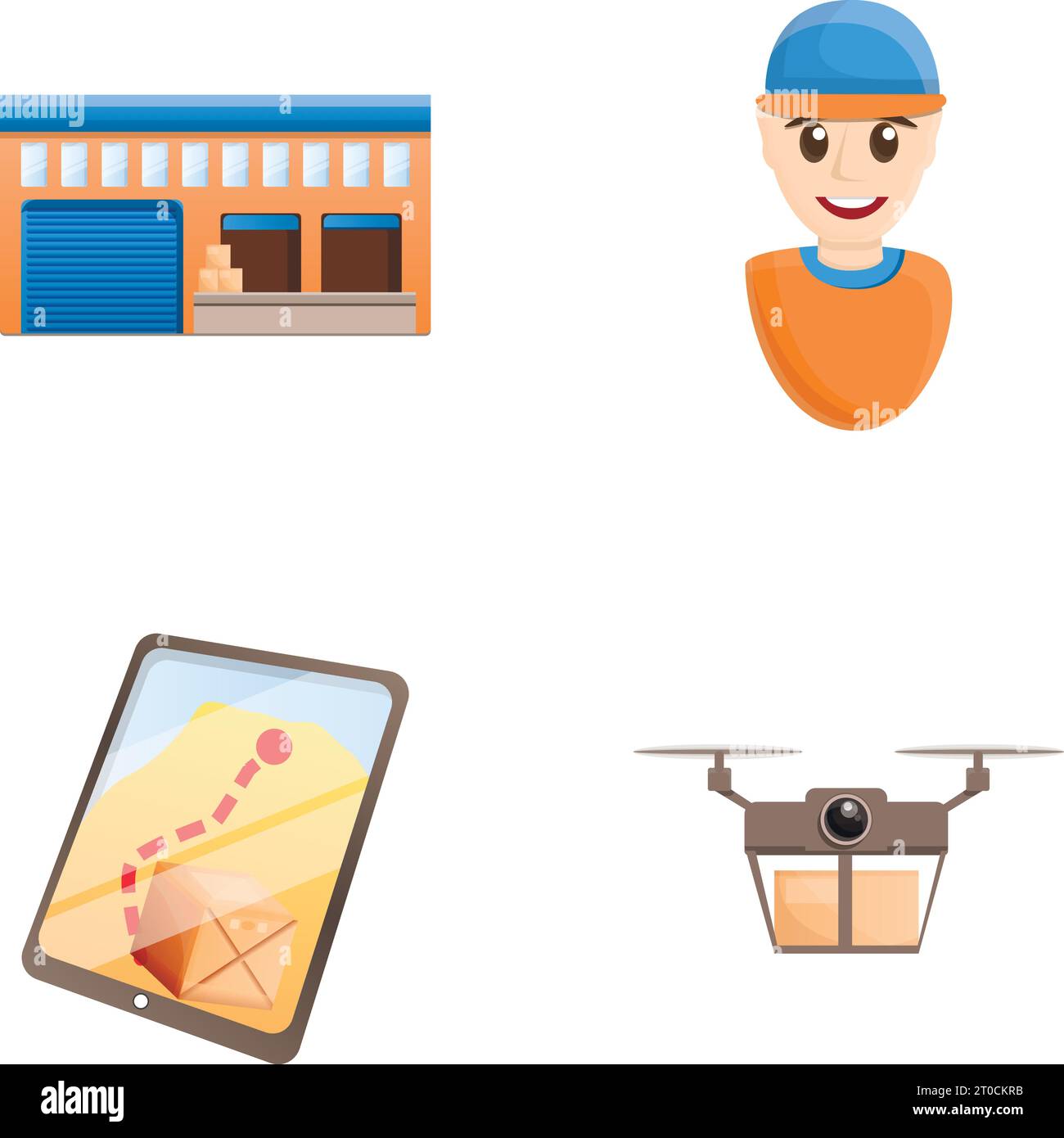 Address delivery icons set cartoon vector. Delivery service. Modern ...