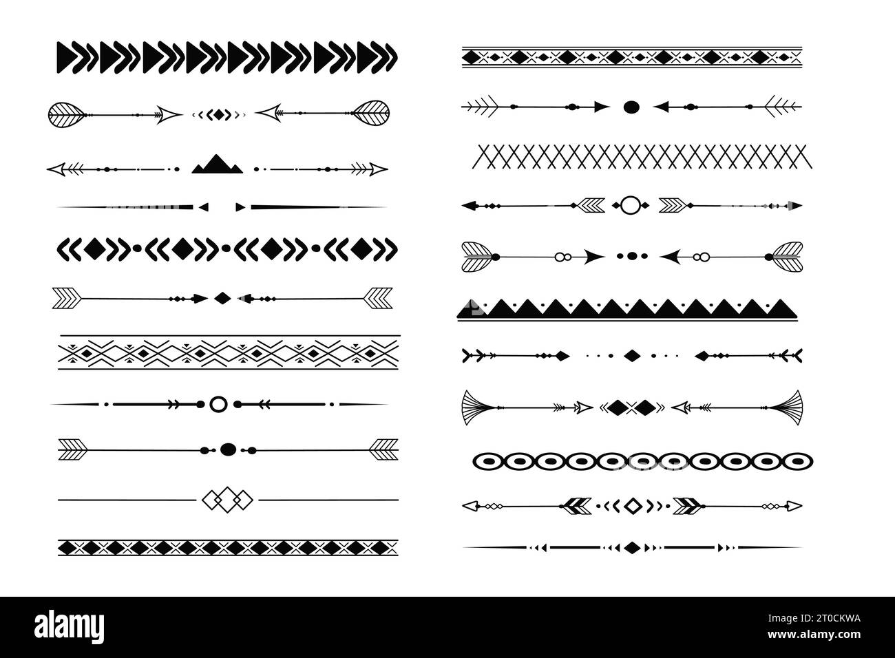 Set african tribal motive border in doodle hand drawn style from ...