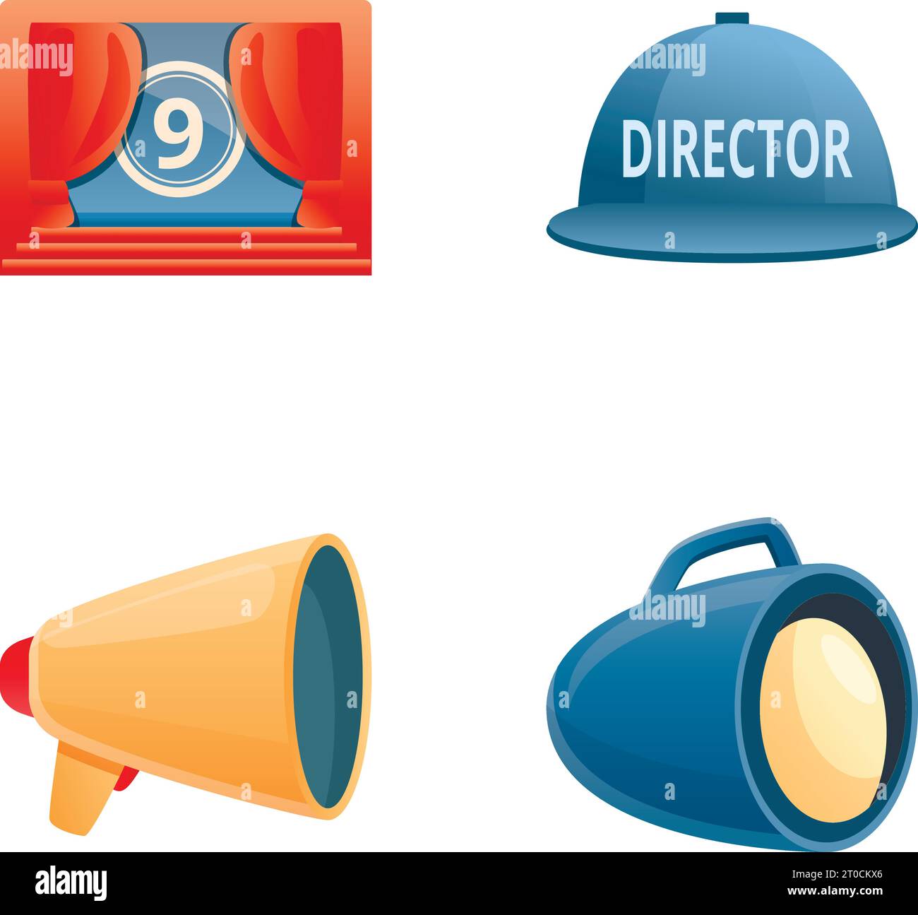 Filming icons set cartoon vector. Film making equipment. Movie ...