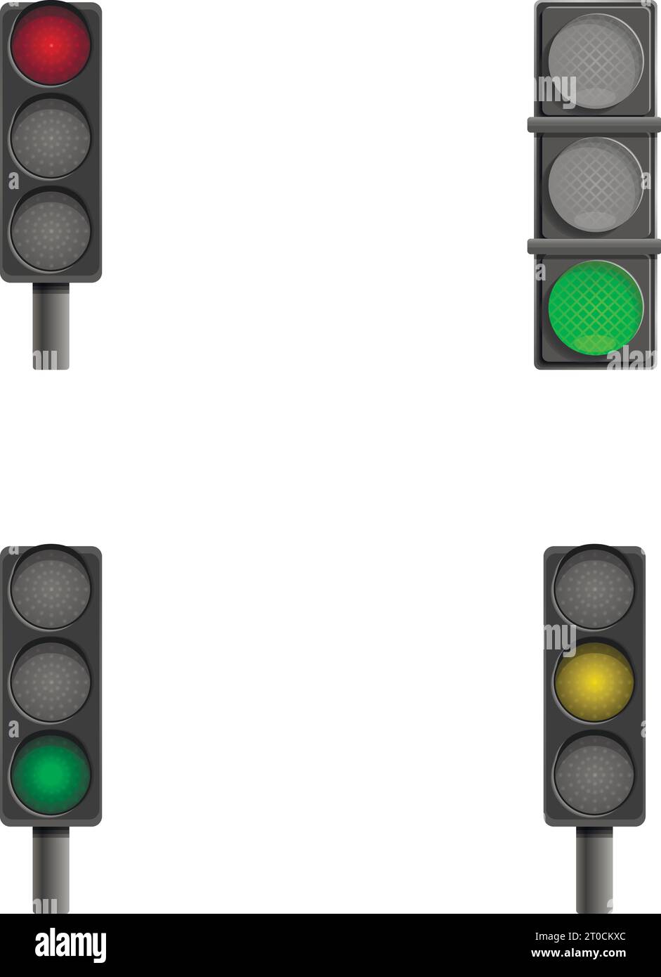 Traffic light icons set cartoon vector. Traffic regulation. Road safety ...