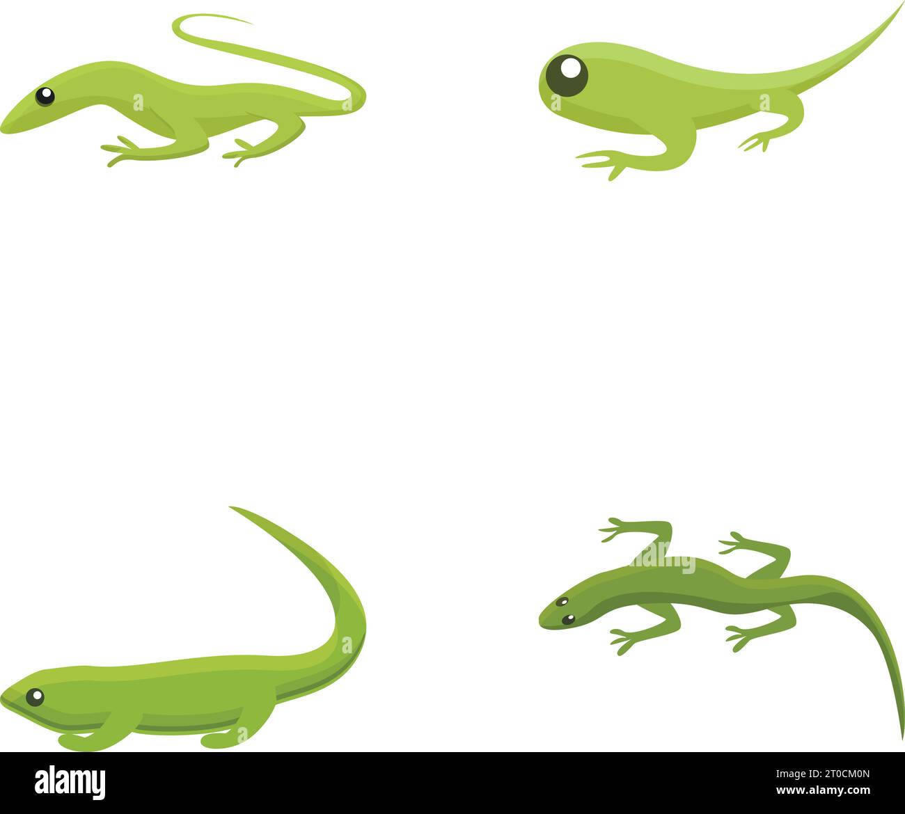 Reptile icons set cartoon vector. Green lizard. Wild nature Stock ...