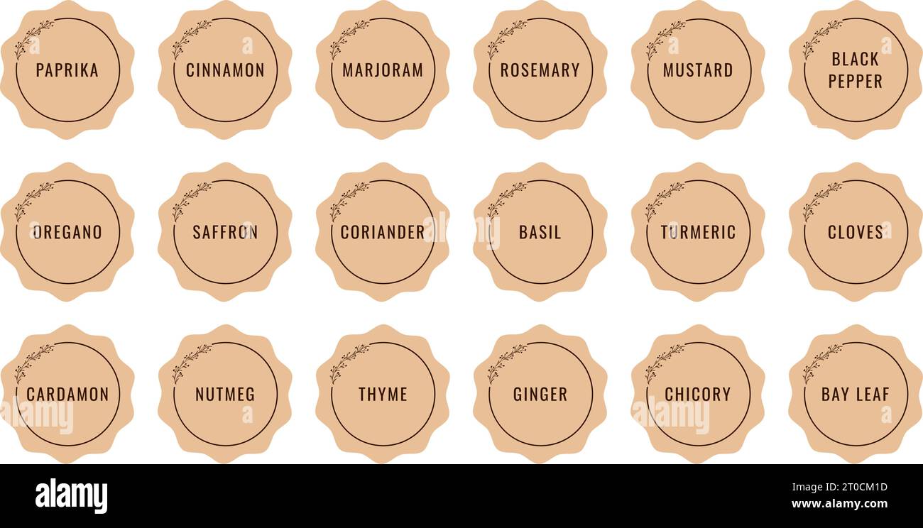 Cardboard stickers or labels for jars of spices and herbs. Can be used ...