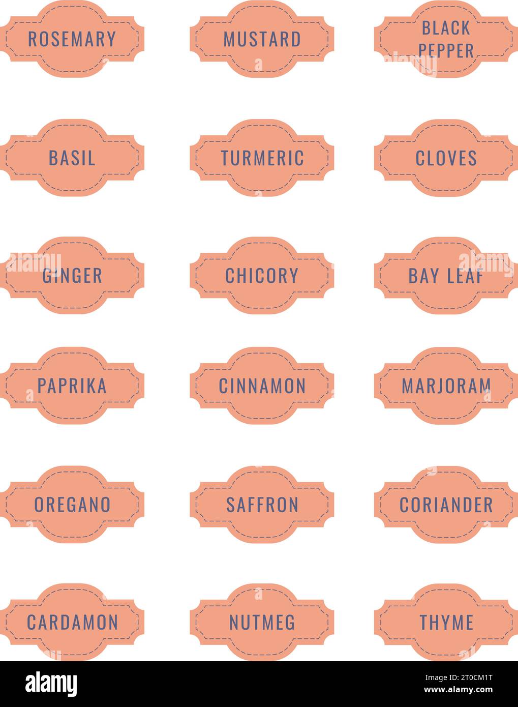 Cardboard stickers or labels for jars of spices and herbs. Can be used to label kitchen food ...
