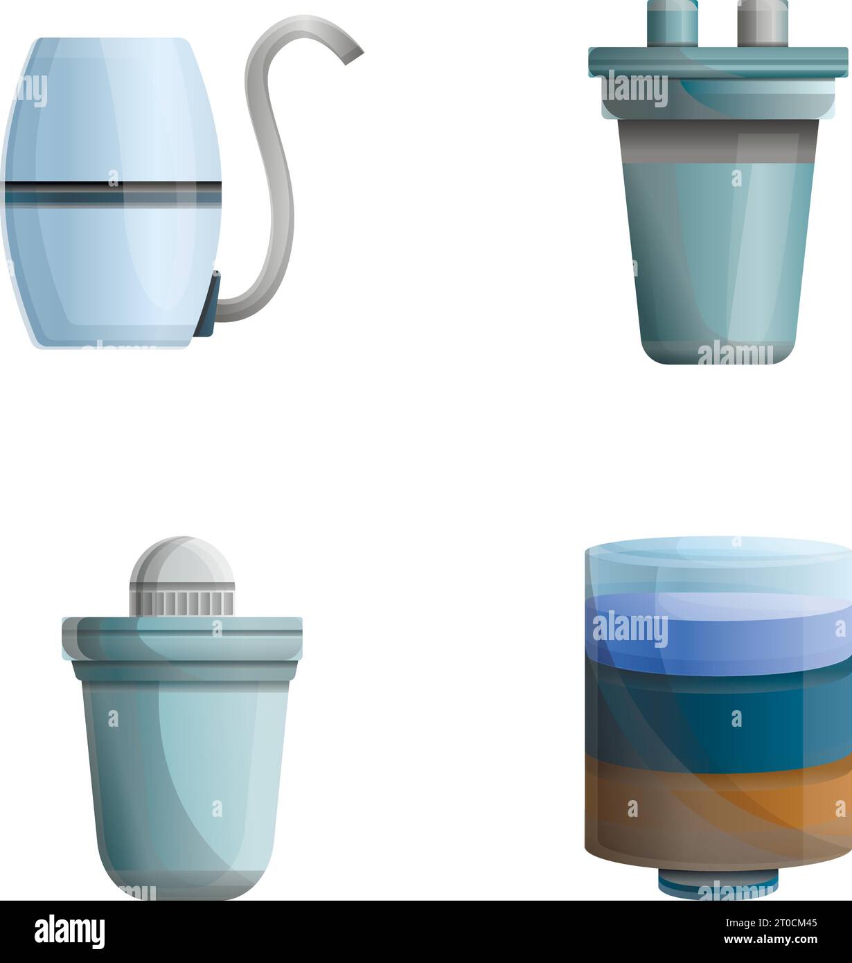 Water filter icons set cartoon vector. Water purification equipment ...