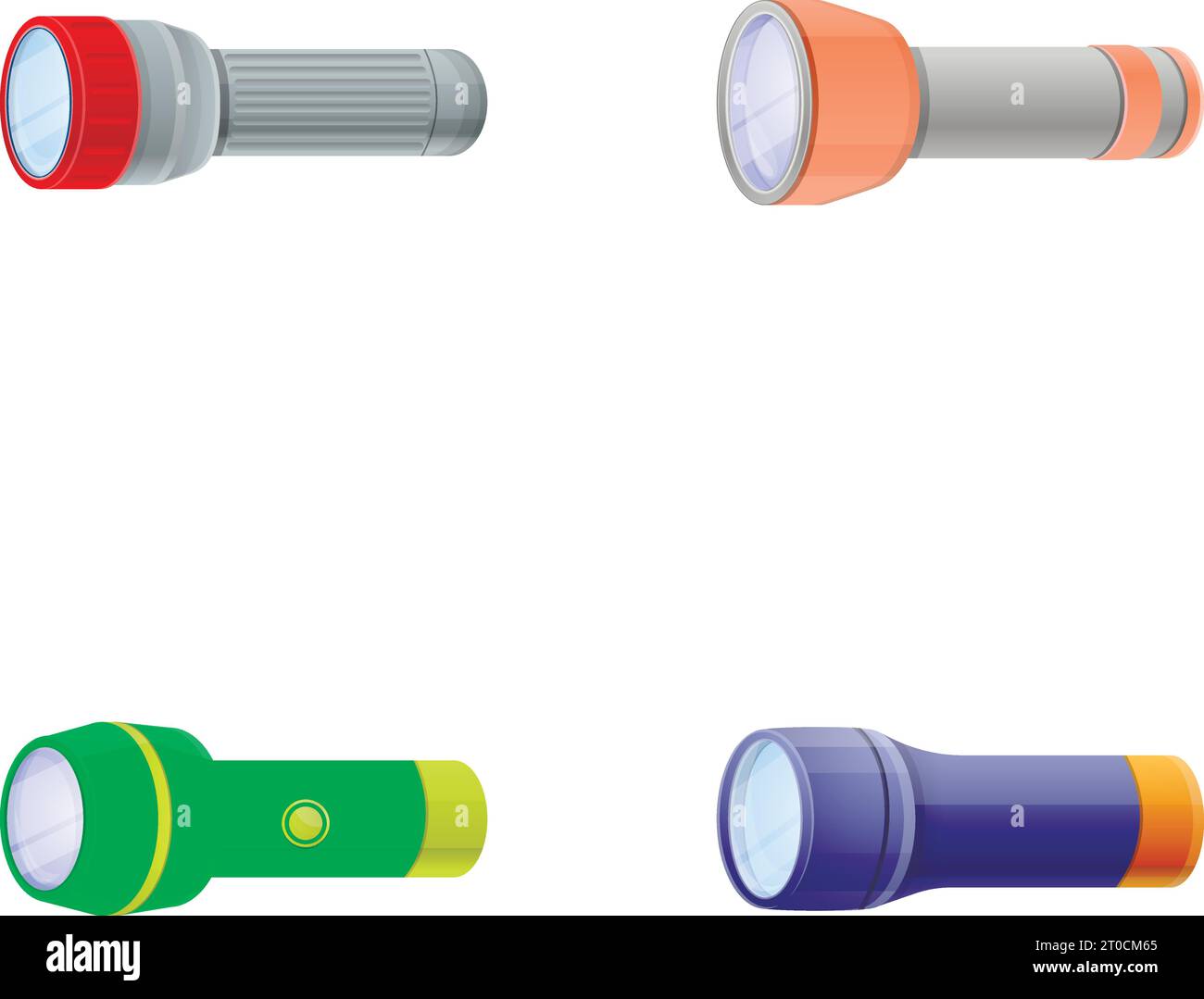 Flashlight icons set cartoon vector. Different pocket flashlight ...