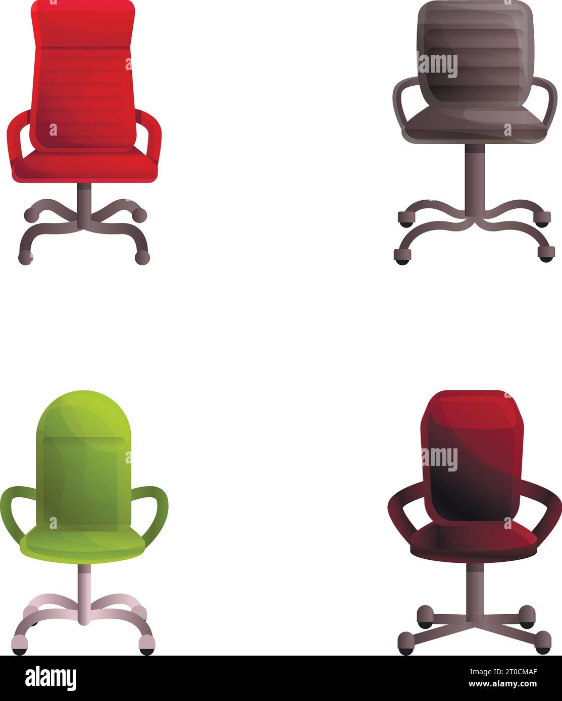 Leather chair icons set cartoon vector. Various office chair. Office ...