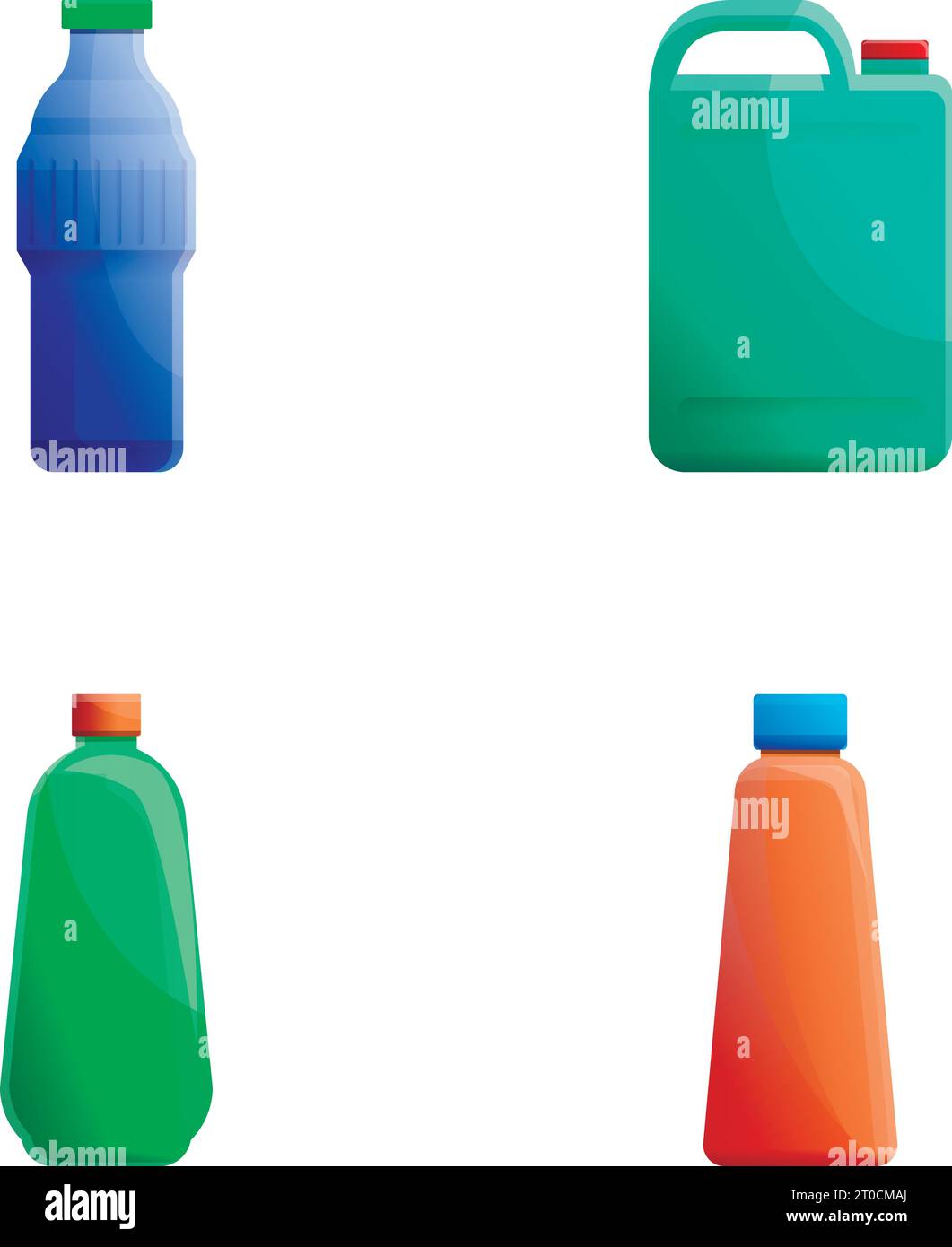 Cleaning agent icons set cartoon vector. Various plastic detergent ...