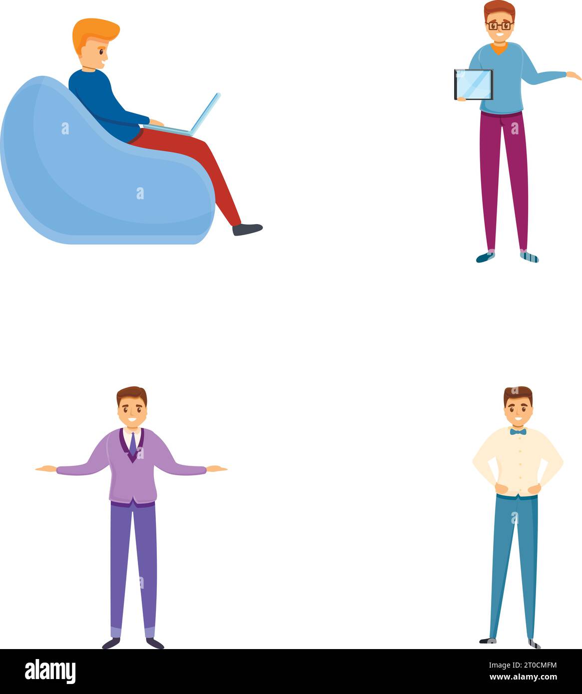 Coworking icons set cartoon vector. Workspace for self employed people ...