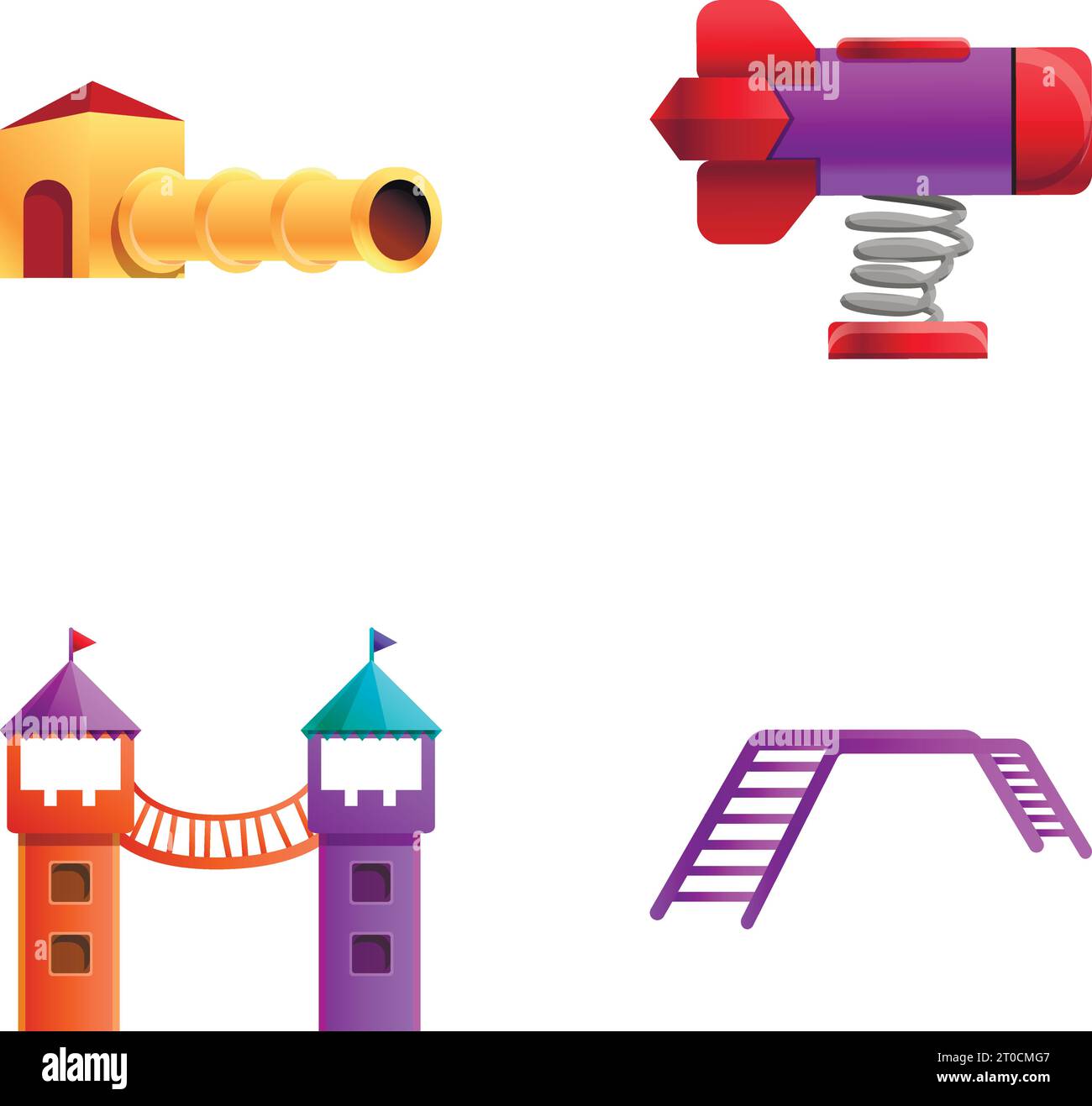 Playground icons set cartoon vector. New children playground ...