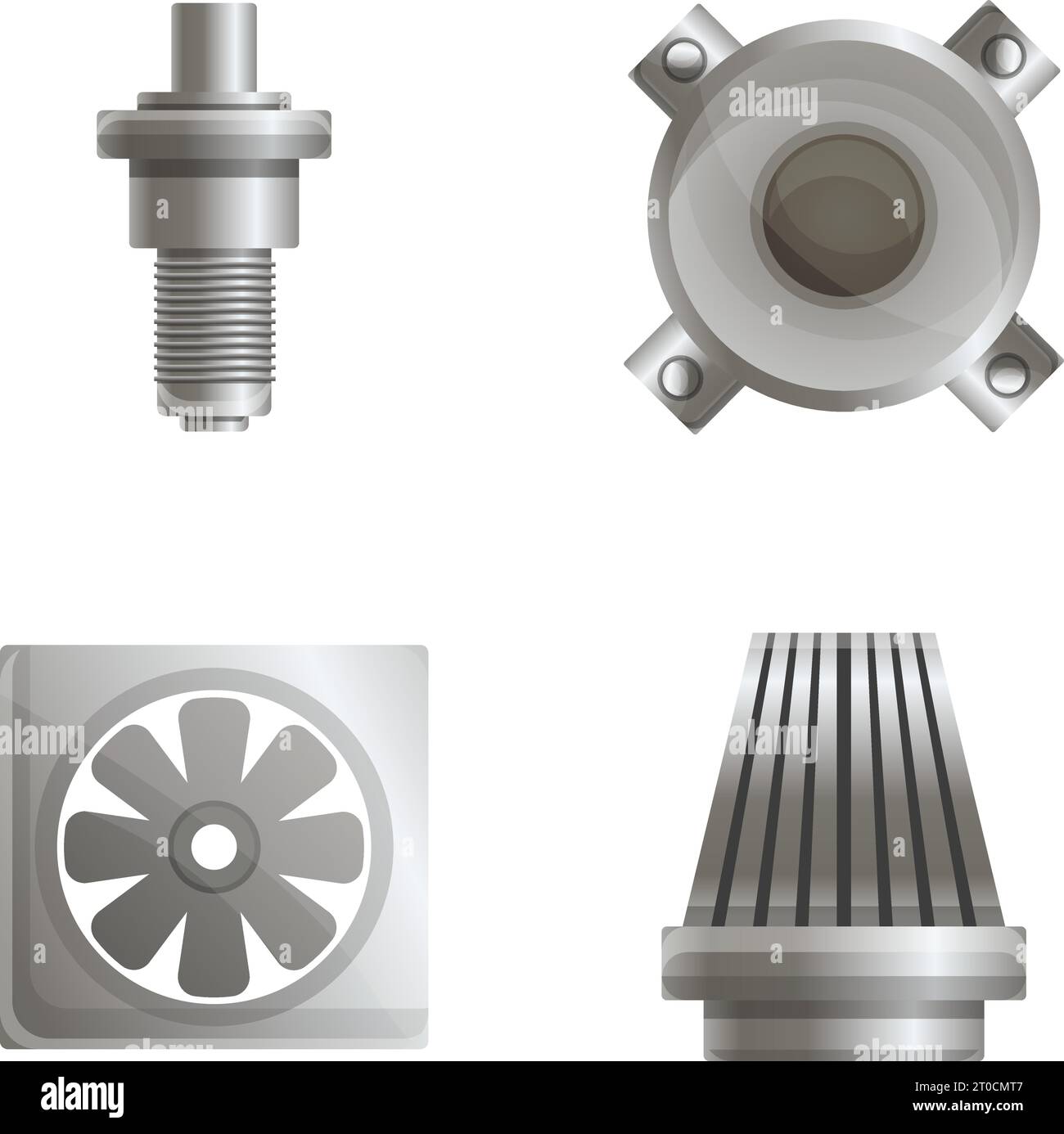 Metal part icons set cartoon vector. New spare part for car. Auto ...