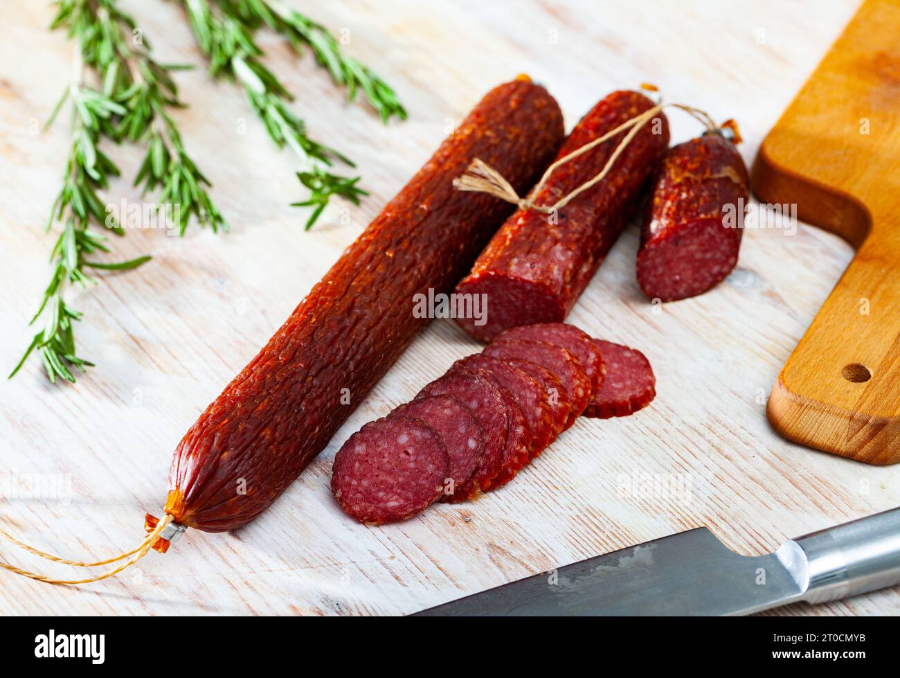 Russian smoked sausage Stock Photo - Alamy