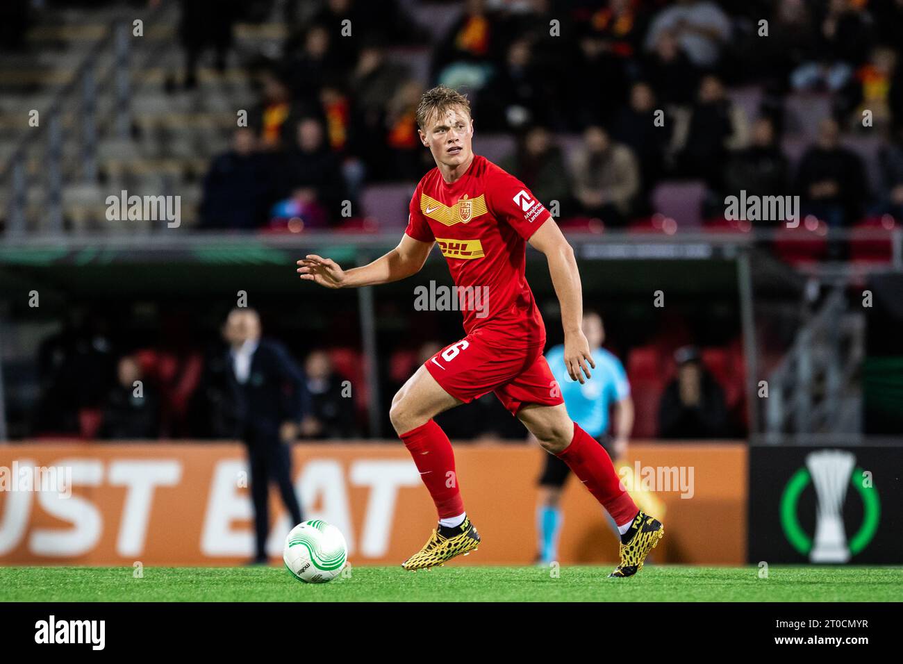 Farum, Denmark. 05th Oct, 2023. Jeppe Tverskov (6) of FC Nordsjaelland ...